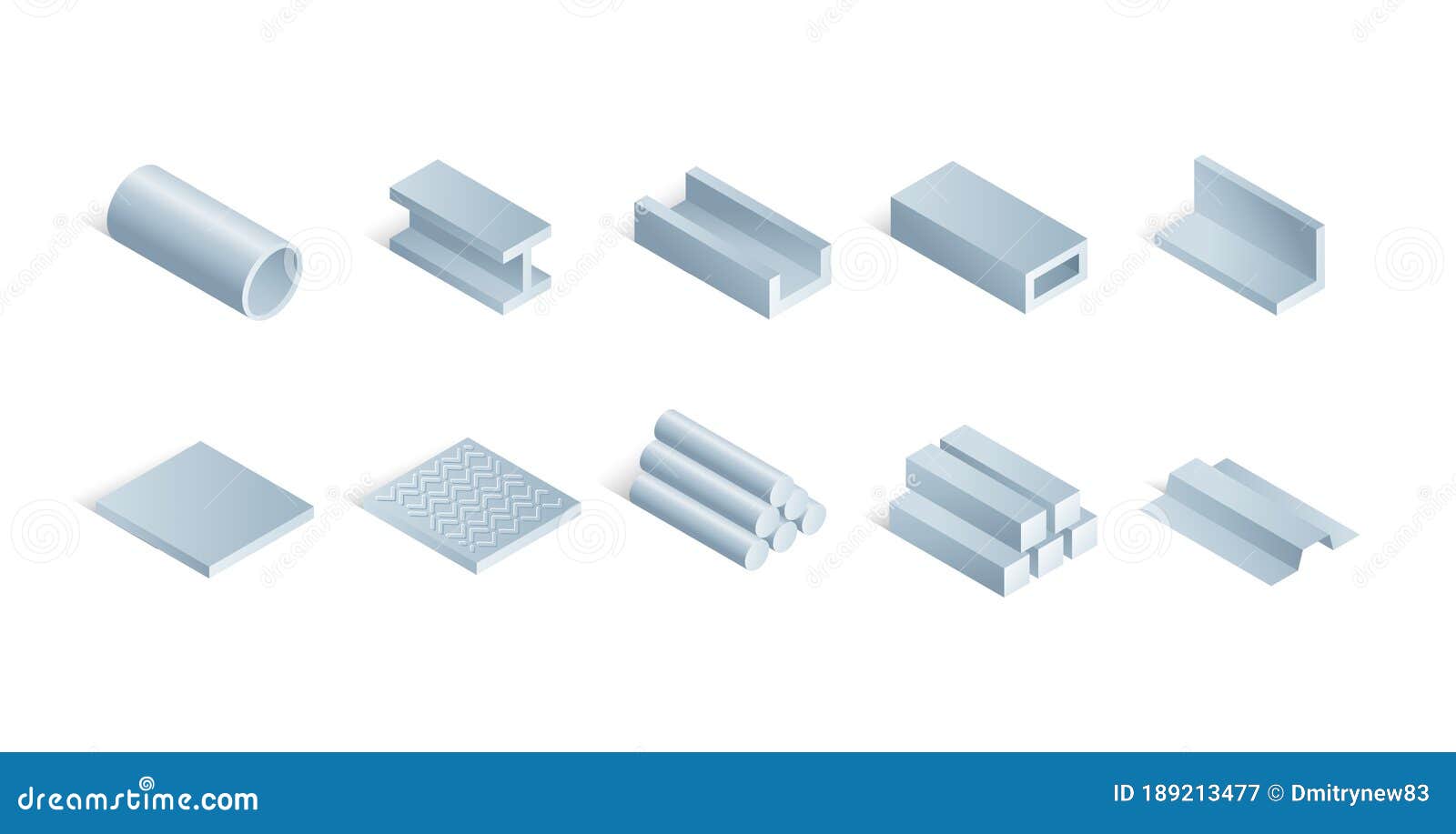 Rolled Metal Set of Isometric Icons Stock Vector - Illustration of ...
