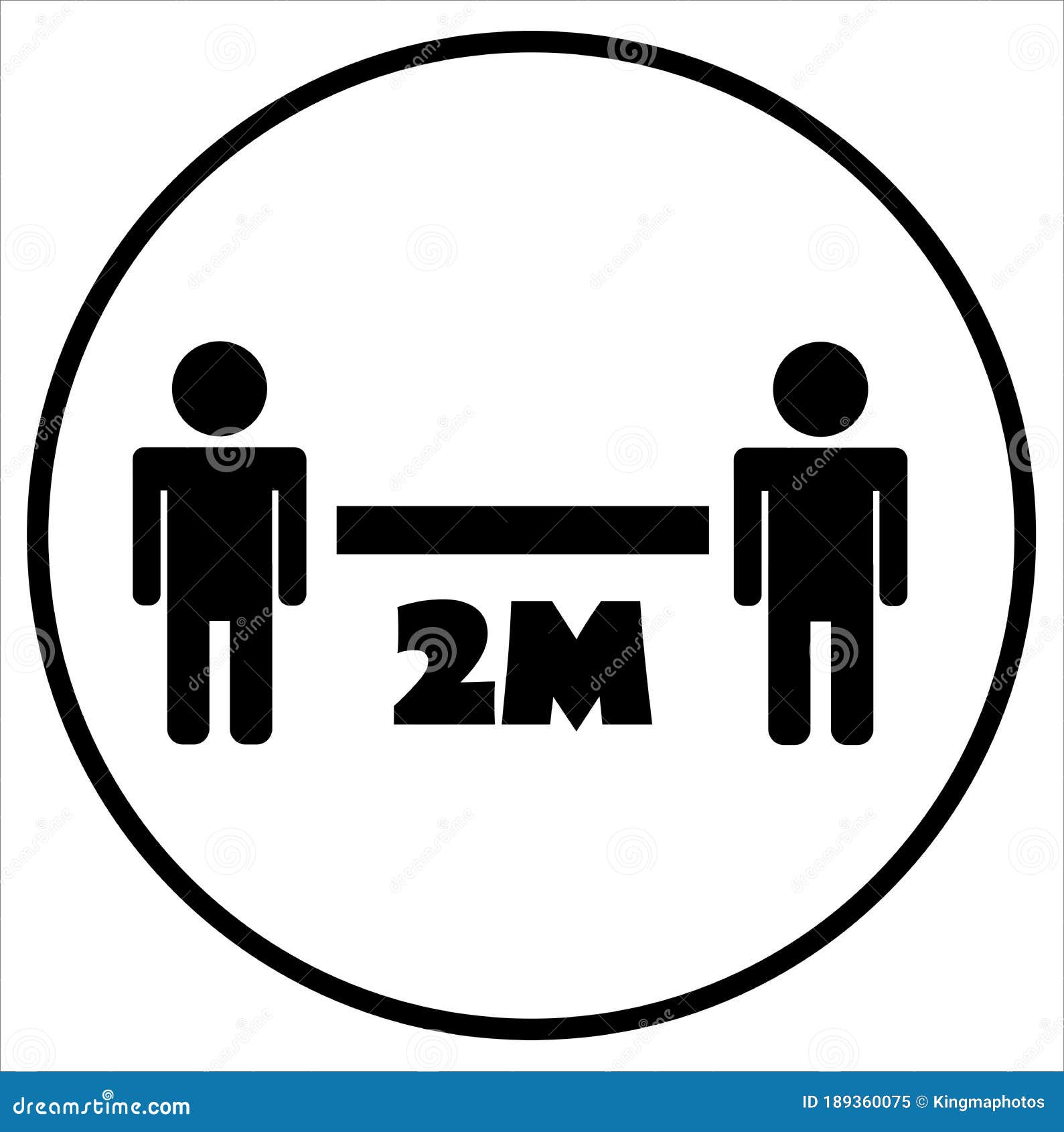 Two Meter Social Distancing Concept in Circle: Two People Black Stock ...