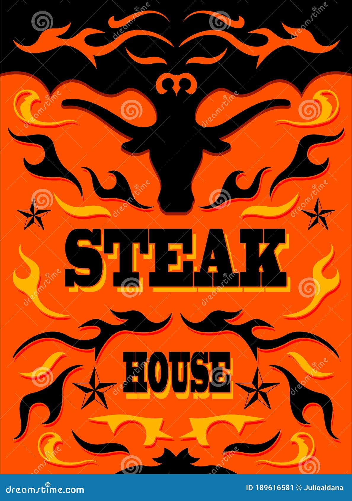 Steak House Restaurant Menu Design, Wild West Style Vector Cover. Stock ...