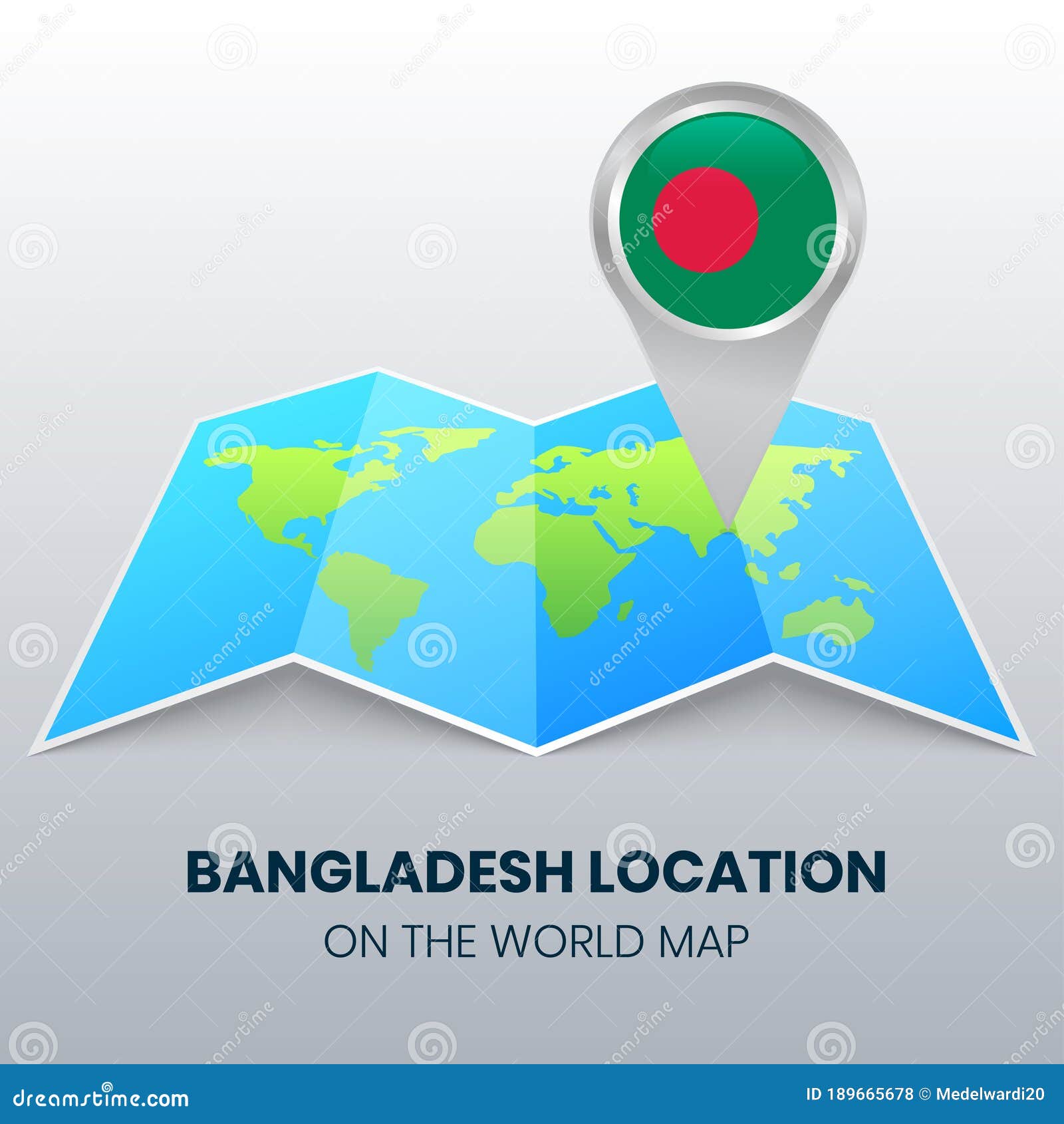Location Icon of Bangladesh on the World Map, Round Pin Icon of ...