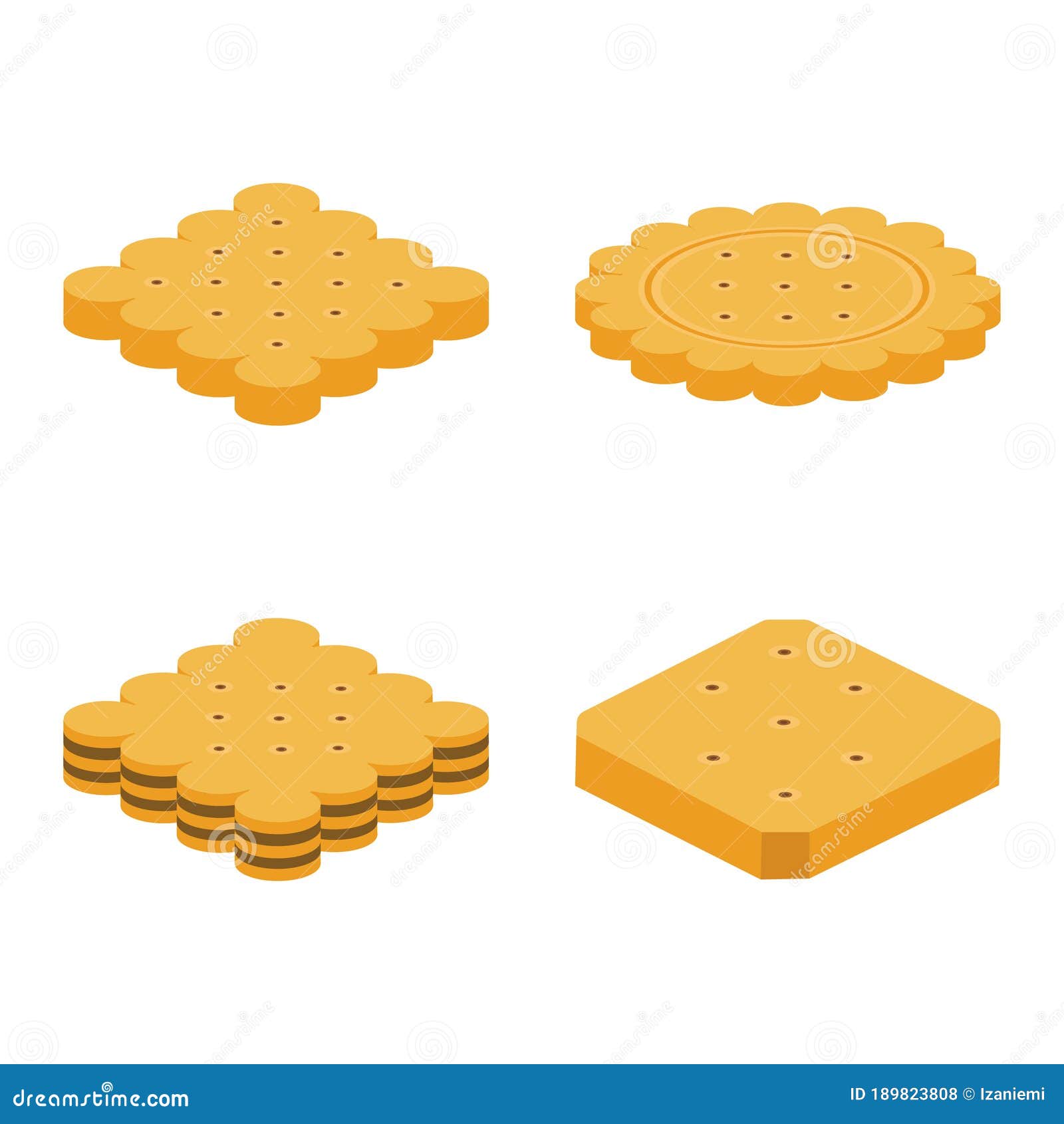 Set of Biscuits - Isometric View Stock Vector - Illustration of biscuit ...