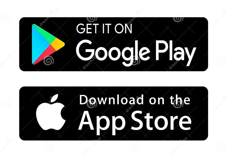 Google Play App Store Download Buttons or Icons. Editorial Stock Image ...