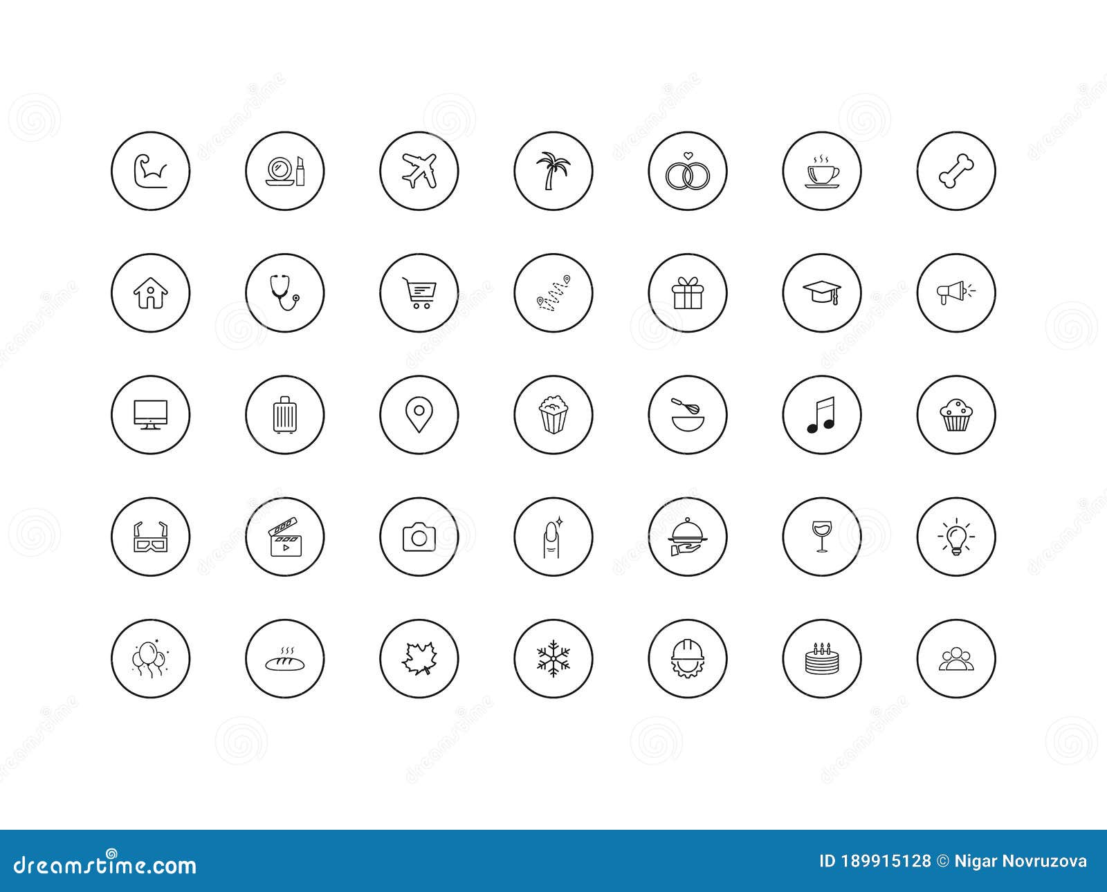 Vector Illustration of a Set of Different Icons Stock Illustration ...