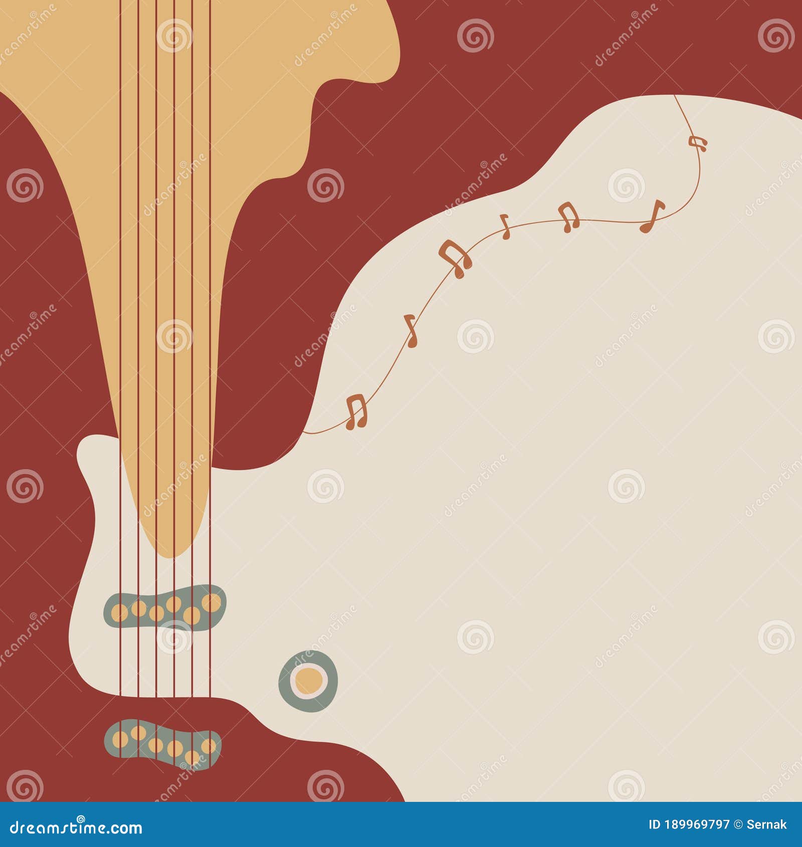 Guitar Neck Background with Red Abstract Design. Stock Vector ...