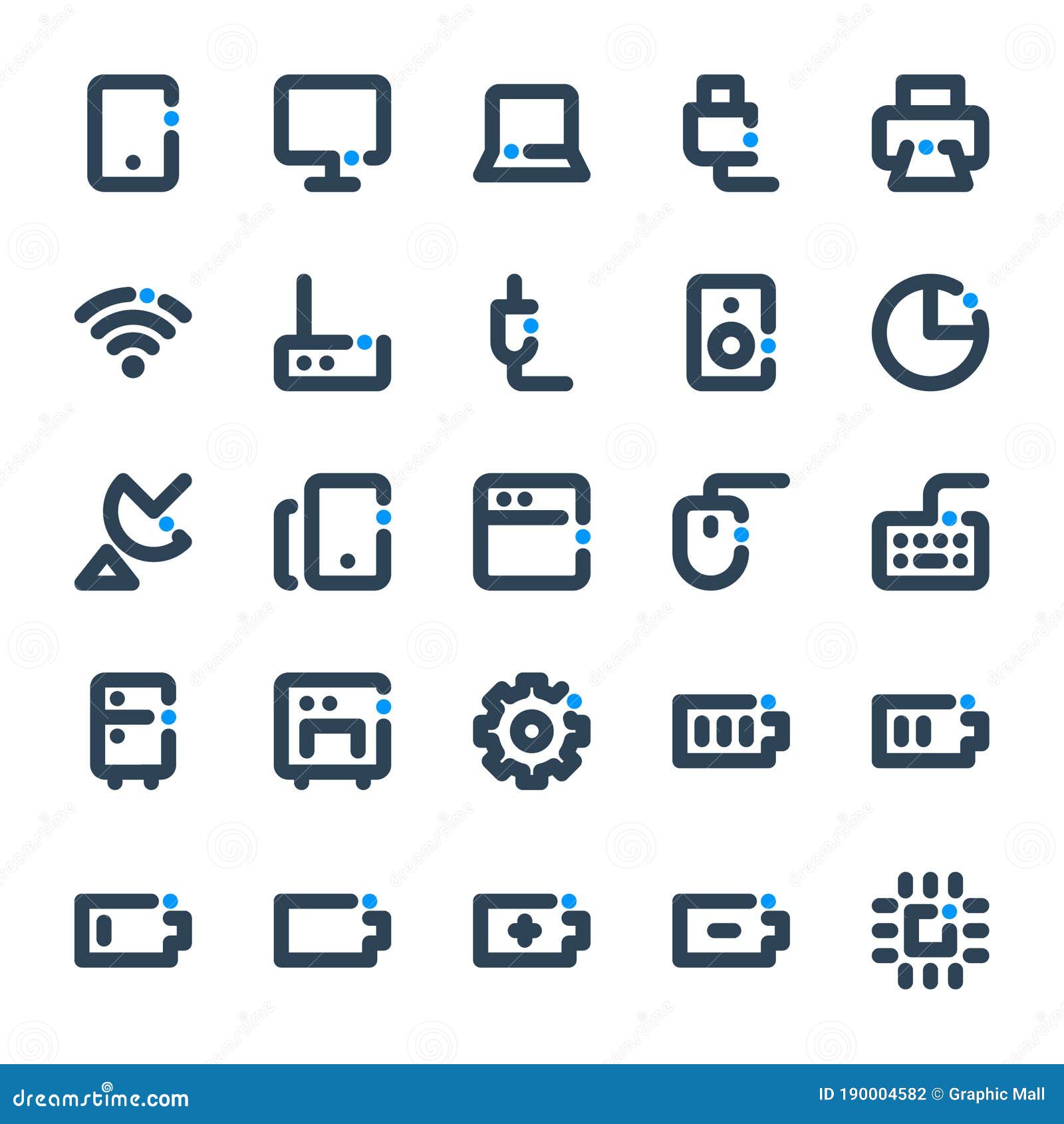 Electronics - 25 Icons Image. Stock Vector - Illustration of gear ...