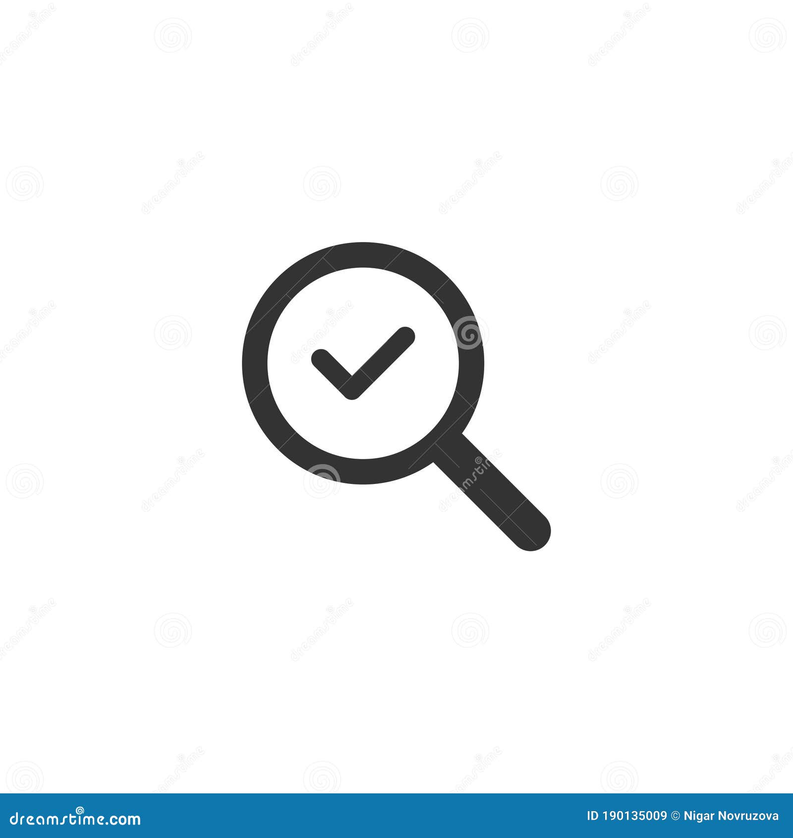 Magnifier with Check Mark Sign Icon, View Vector Illustration on White ...