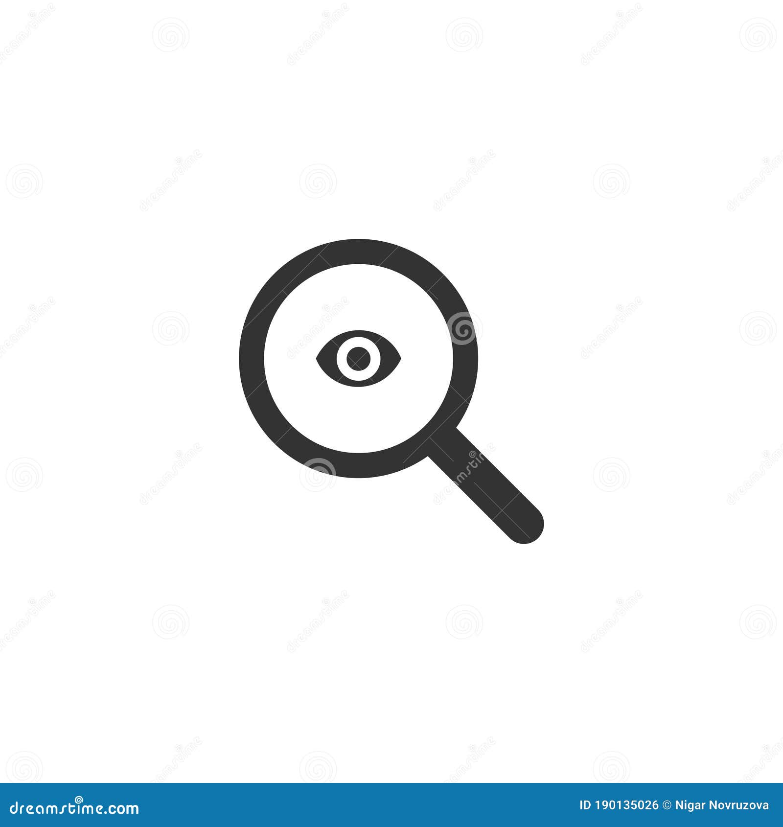 Magnifier with an Eye Sign Icon, View Vector Illustration on White ...