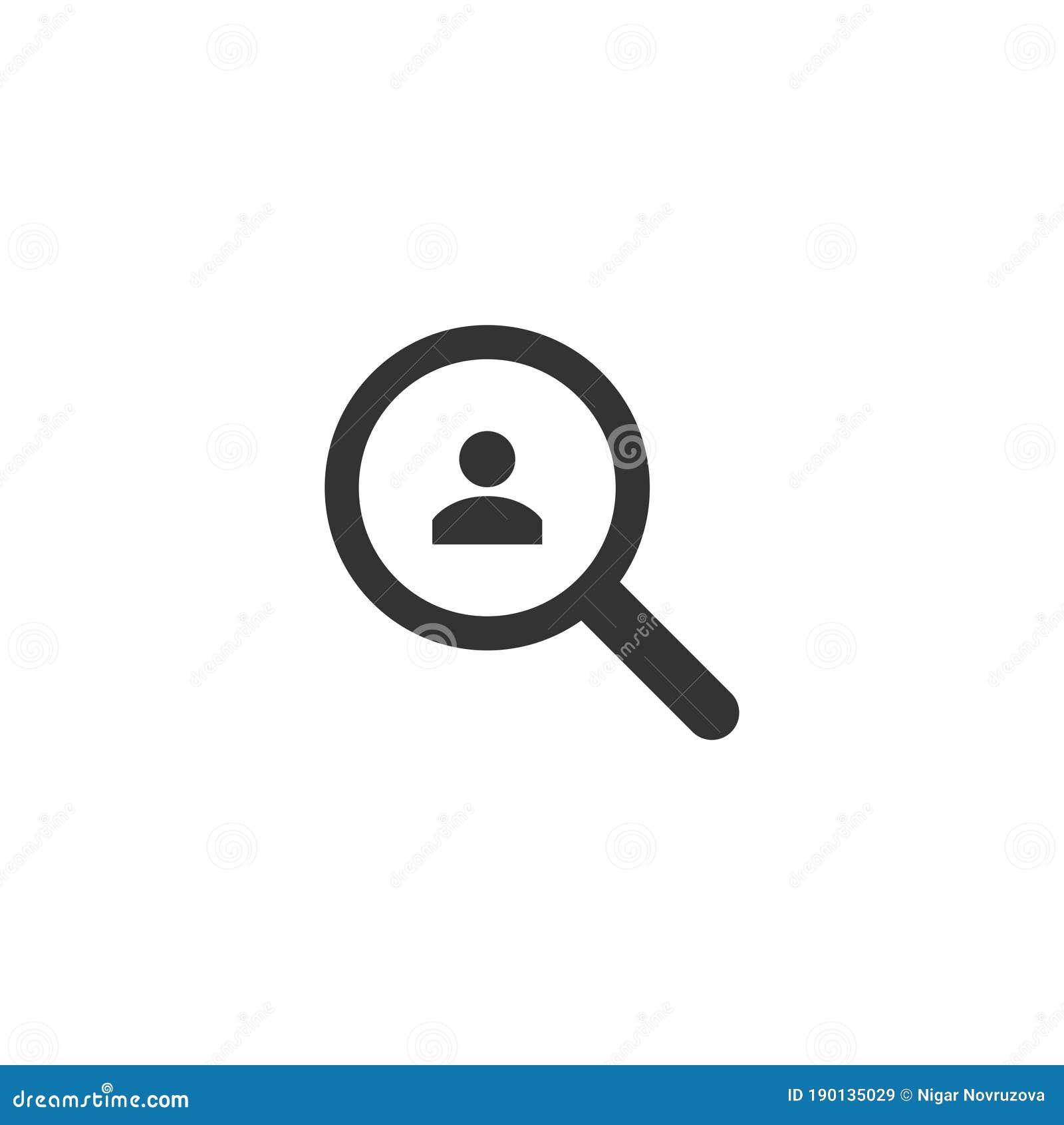 Magnifier with User Sign Icon, View Vector Illustration on White ...