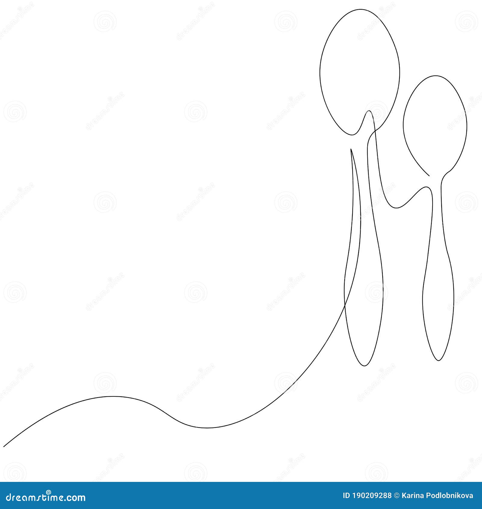 Spoon One Line Drawing. Vector Stock Vector - Illustration of plastic ...