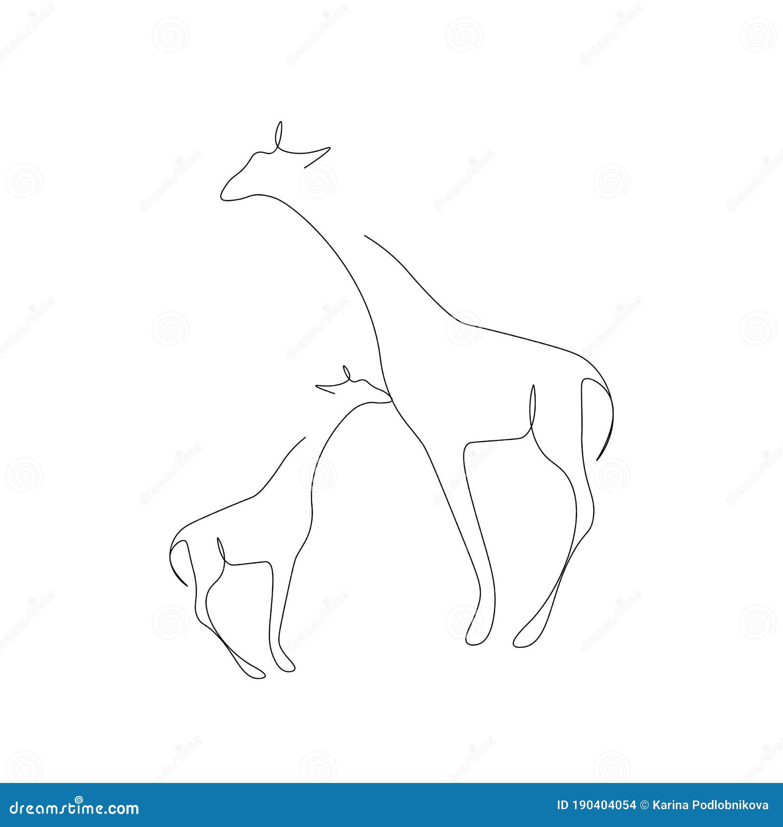 Giraffe Animal Continuous Line Drawing. Vector Stock Vector ...