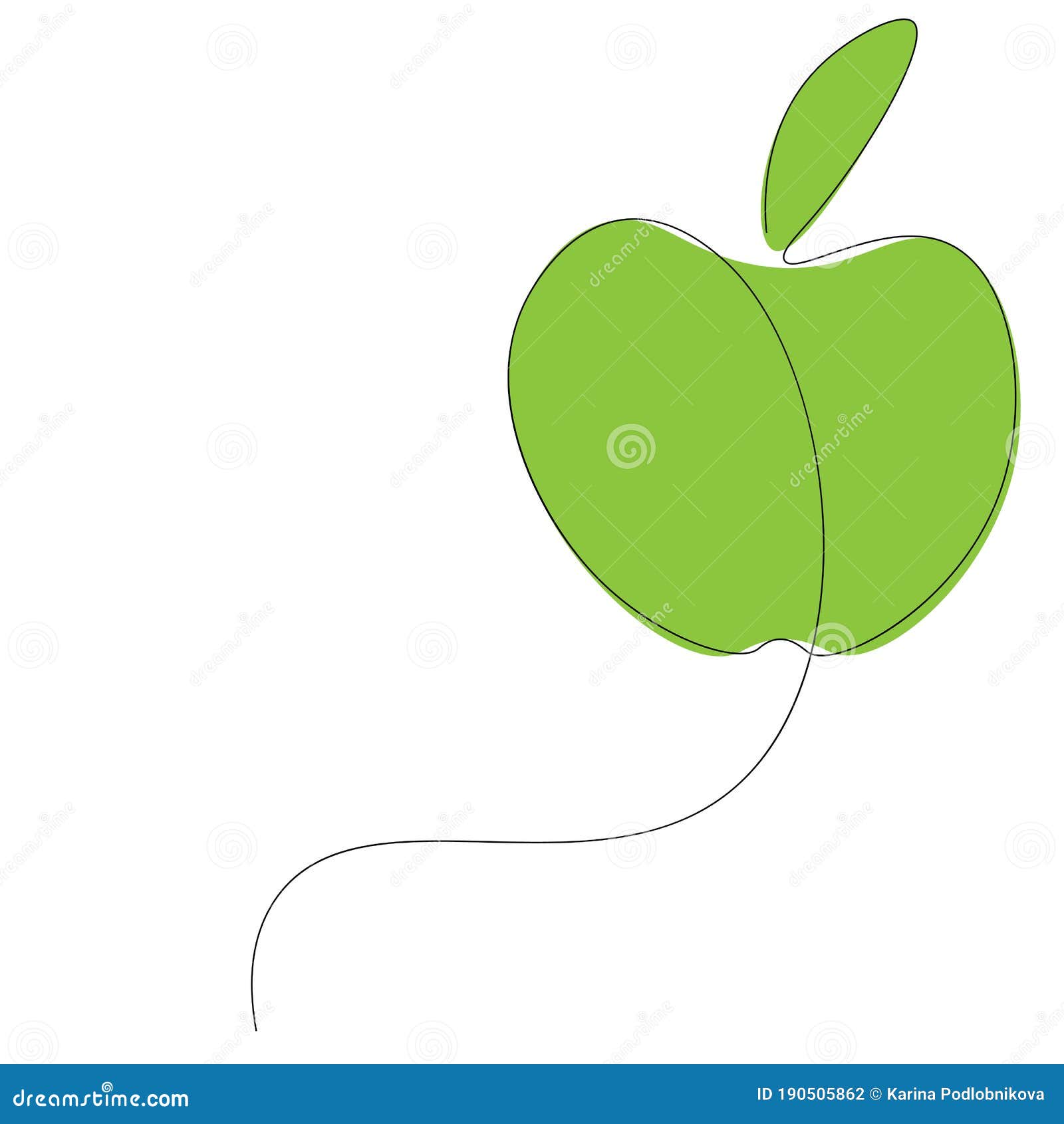 Green Apple Fruit Line Drawing, Vector Stock Vector - Illustration of ...