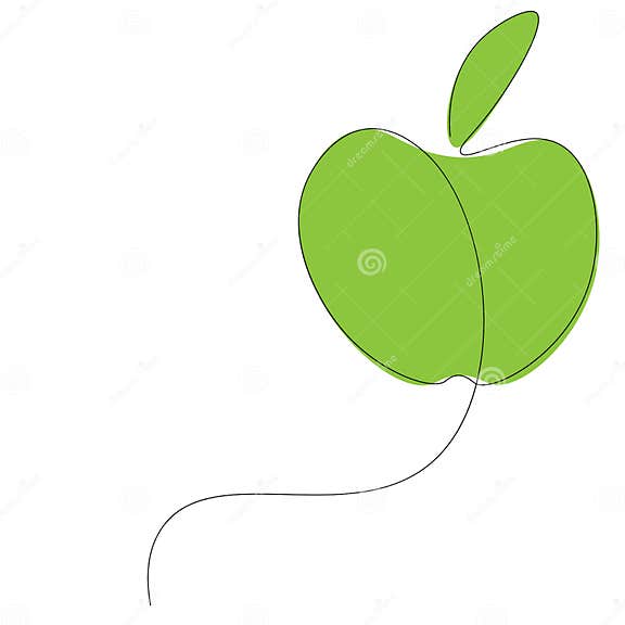Green Apple Fruit Line Drawing, Vector Stock Vector - Illustration of ...