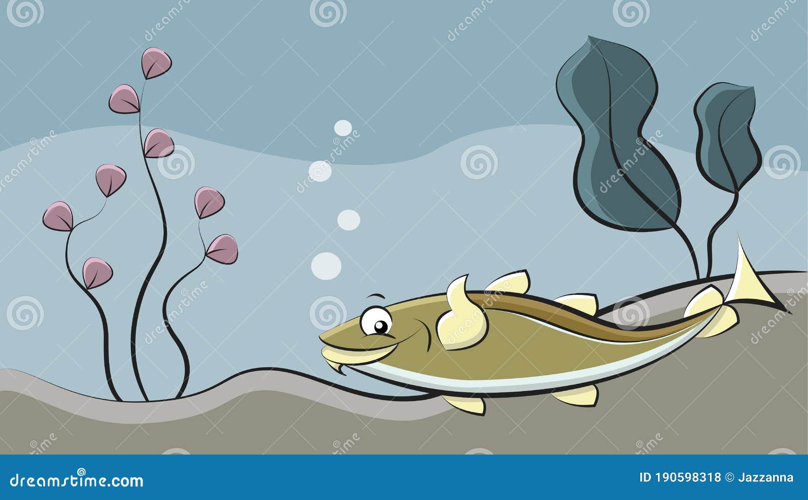 Background Happy Cartoon Cod Fish Vector Stock Vector - Illustration of ...