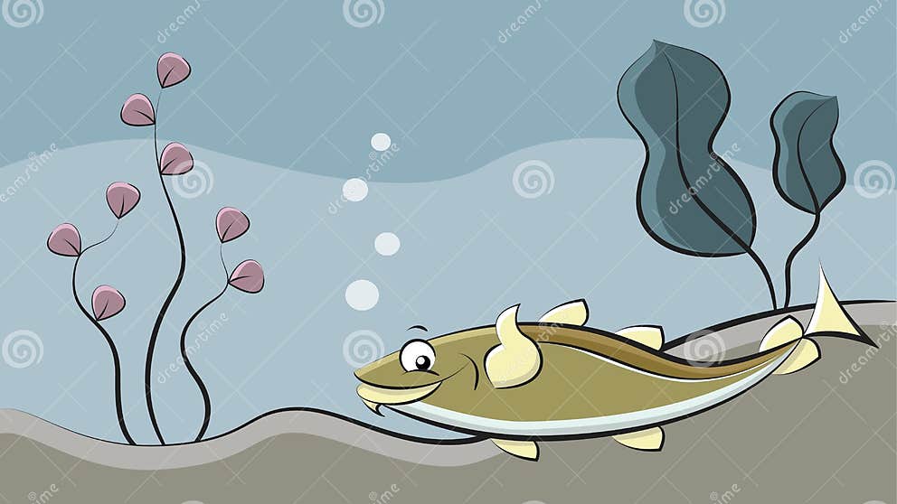 Background Happy Cartoon Cod Fish Vector Stock Vector - Illustration of ...