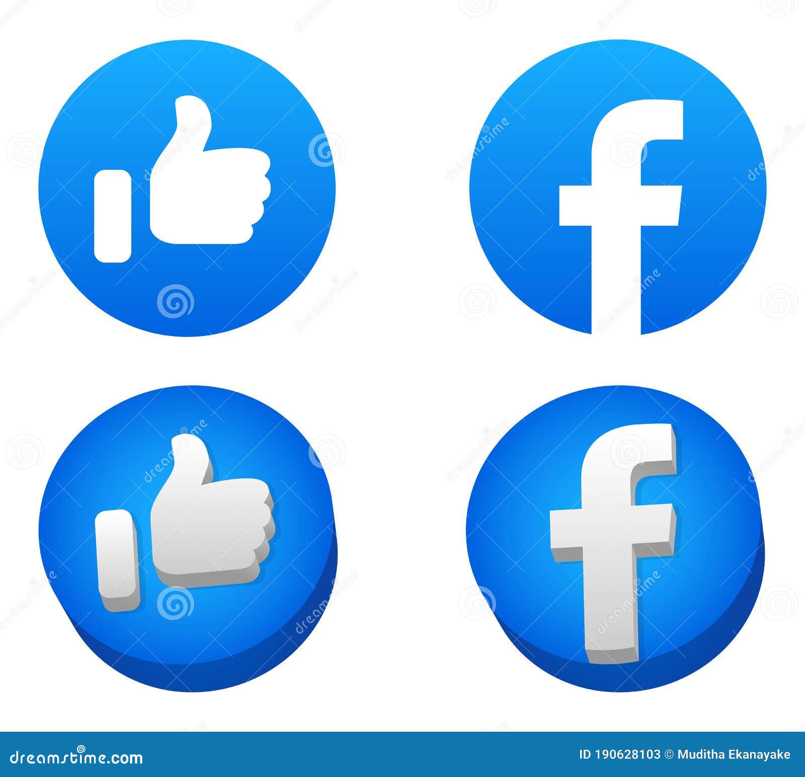 2D and 3D Facebook Logo and Like Buttons Editorial Stock Photo ...