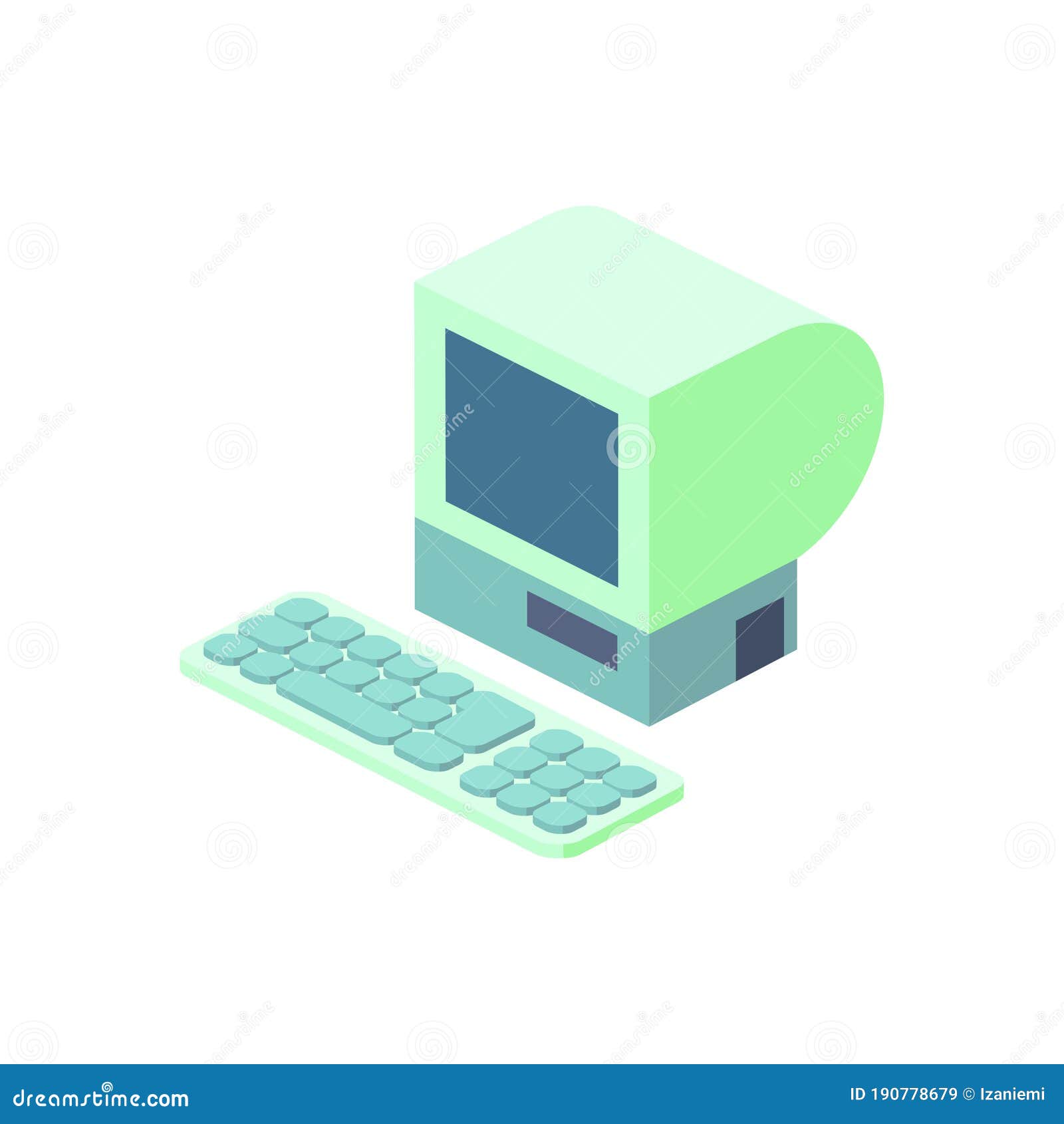Vintage Computer Icon - Isometric View Stock Vector - Illustration of ...