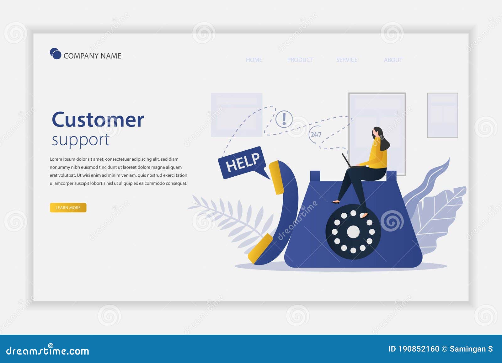 Illustration Vector Customer Support Landing Page Stock Vector ...