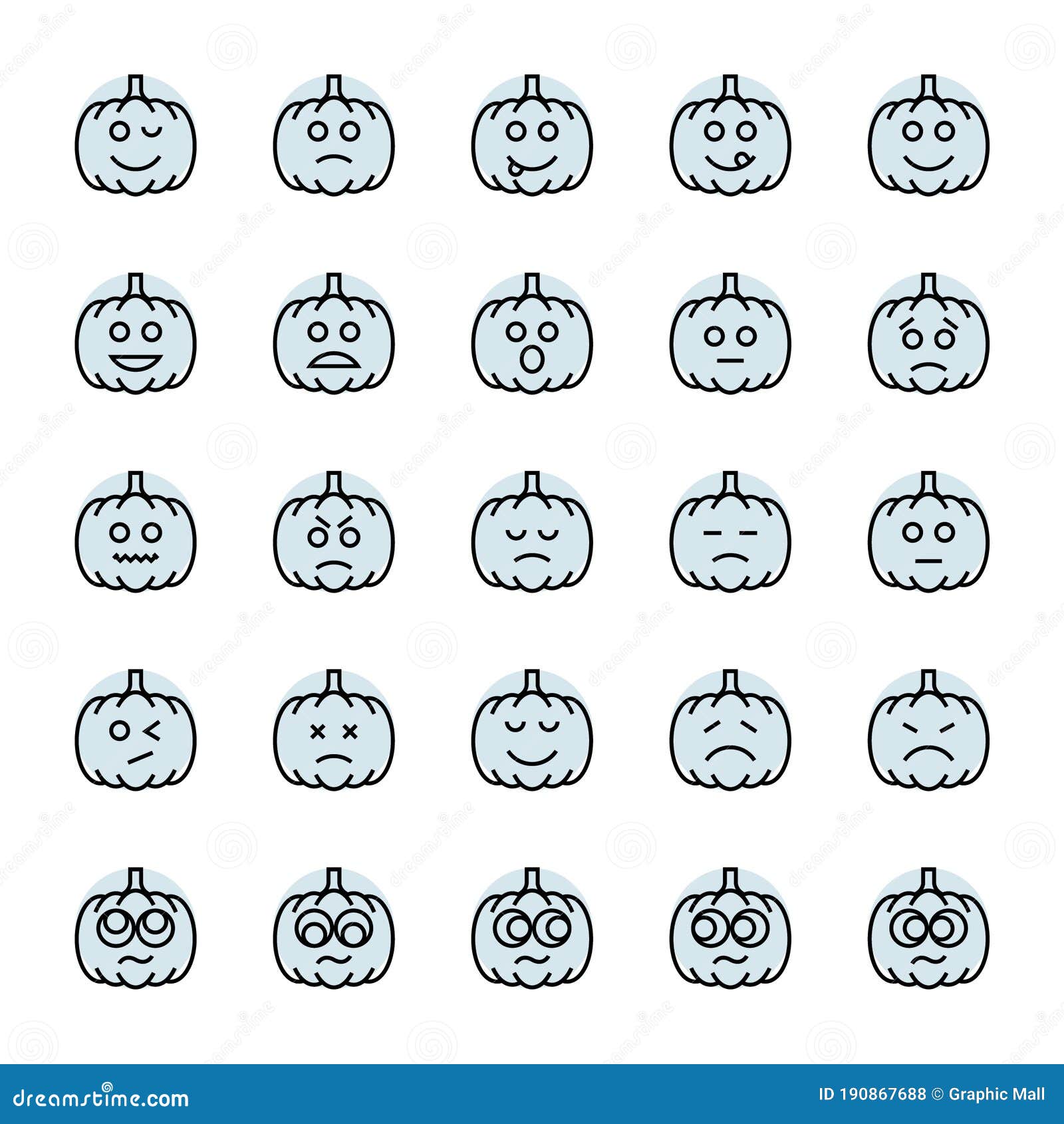 Pumpkin - 25 icons image. stock vector. Illustration of festival ...