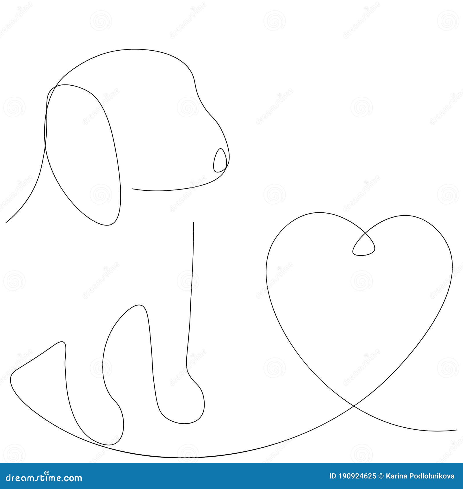 Cute dog line drawing stock illustration. Illustration of domestic ...