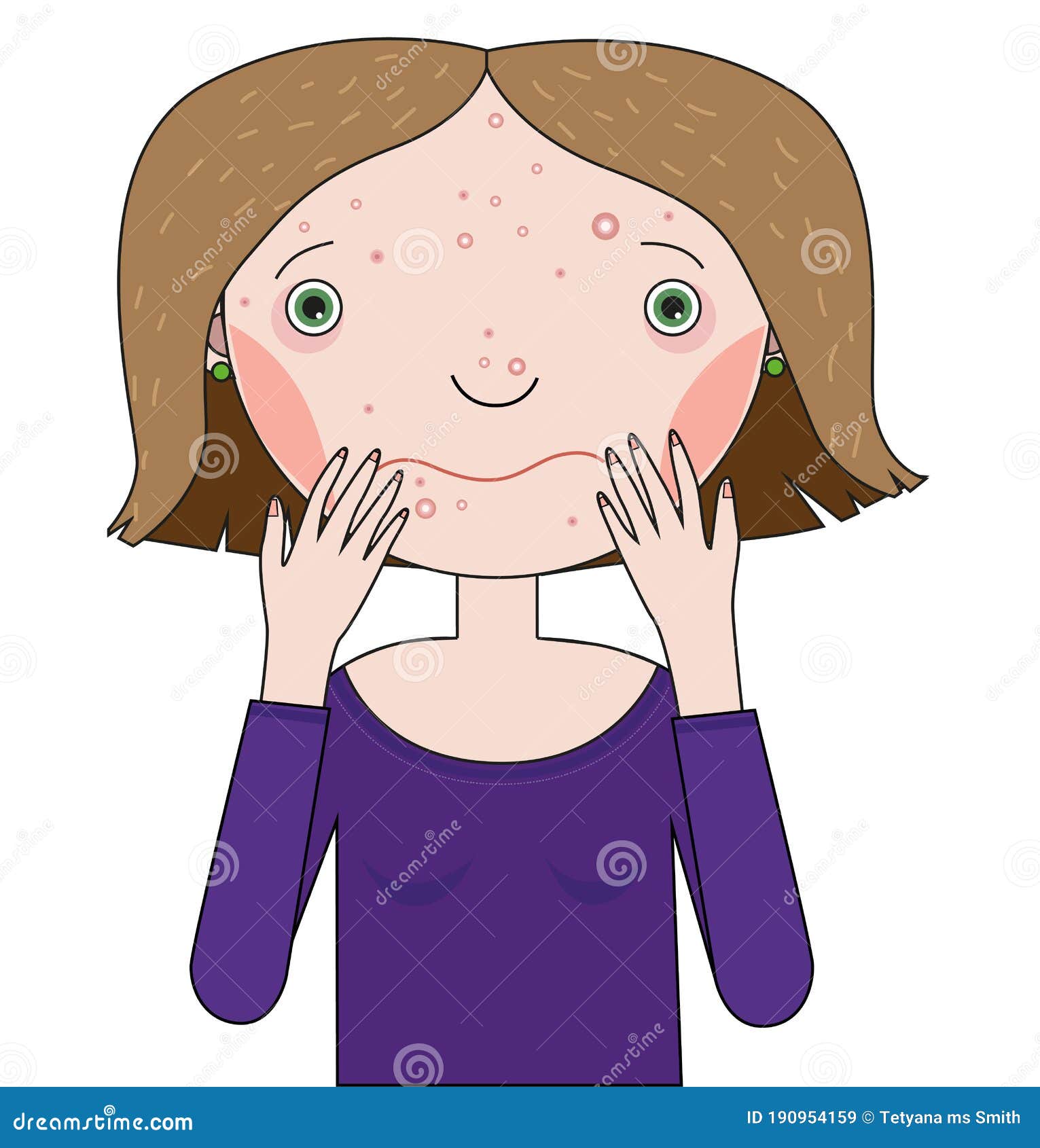 Beautiful Woman with a Face on Which Pimples Stock Vector ...
