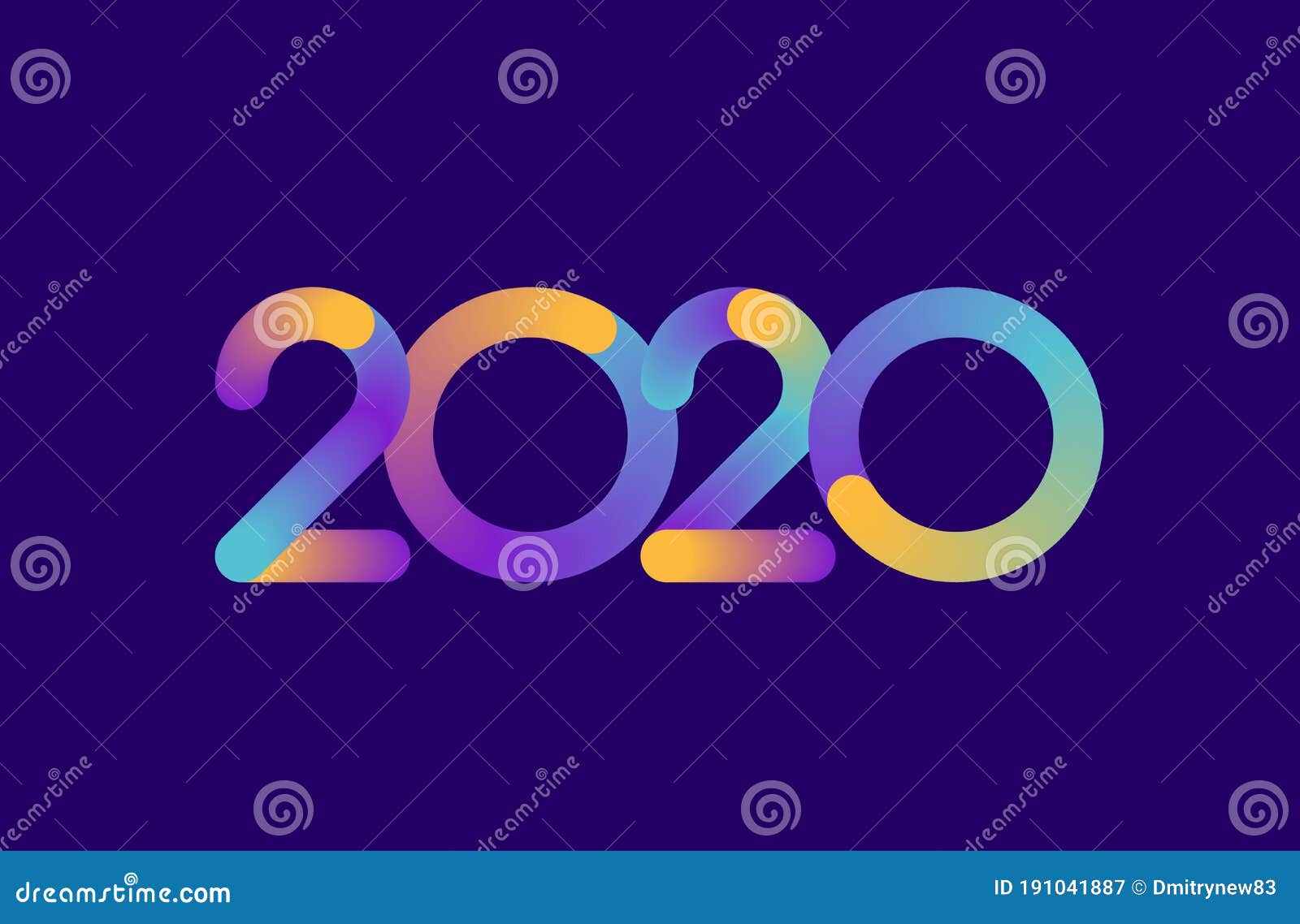2020 in Colorful Gradient Fill Stock Vector - Illustration of calendar ...