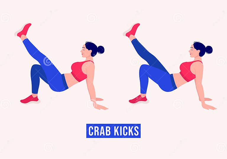 Crab Kicks Exercise, Woman Workout Fitness, Aerobic and Exercises ...
