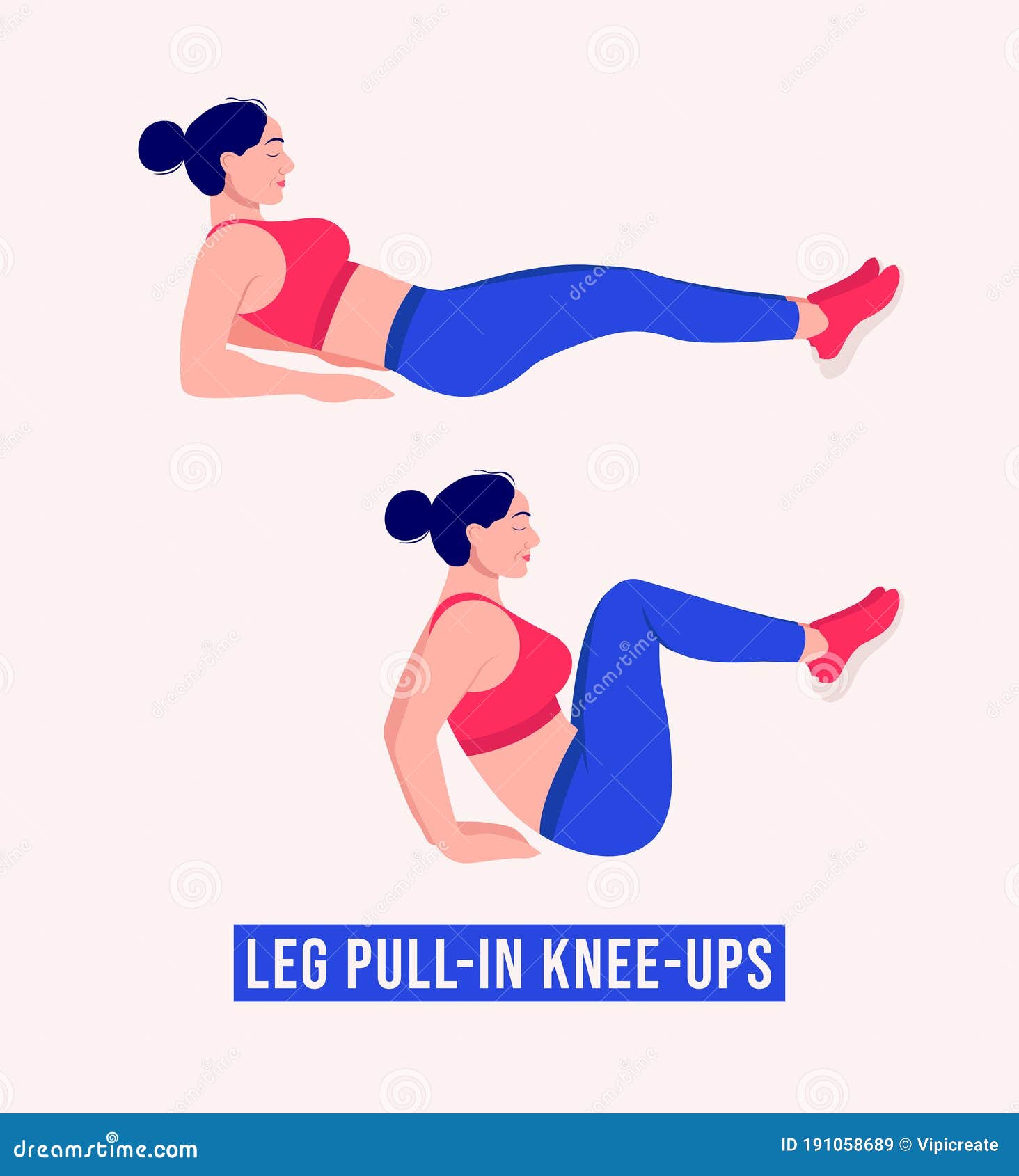 Leg Pull-in Knee-ups Exercise, Woman Workout Fitness, Aerobic and ...