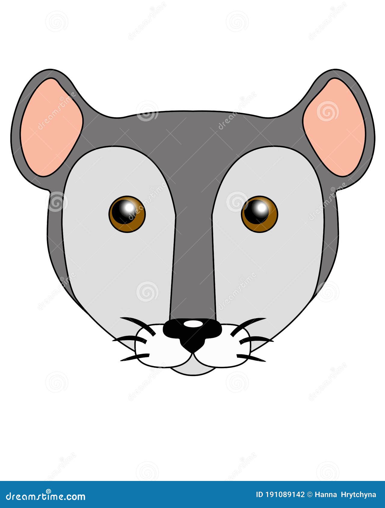 Cute Cartoon Mouse Or Rat - Vector Full Color Illustration. Muzzle Of A ...
