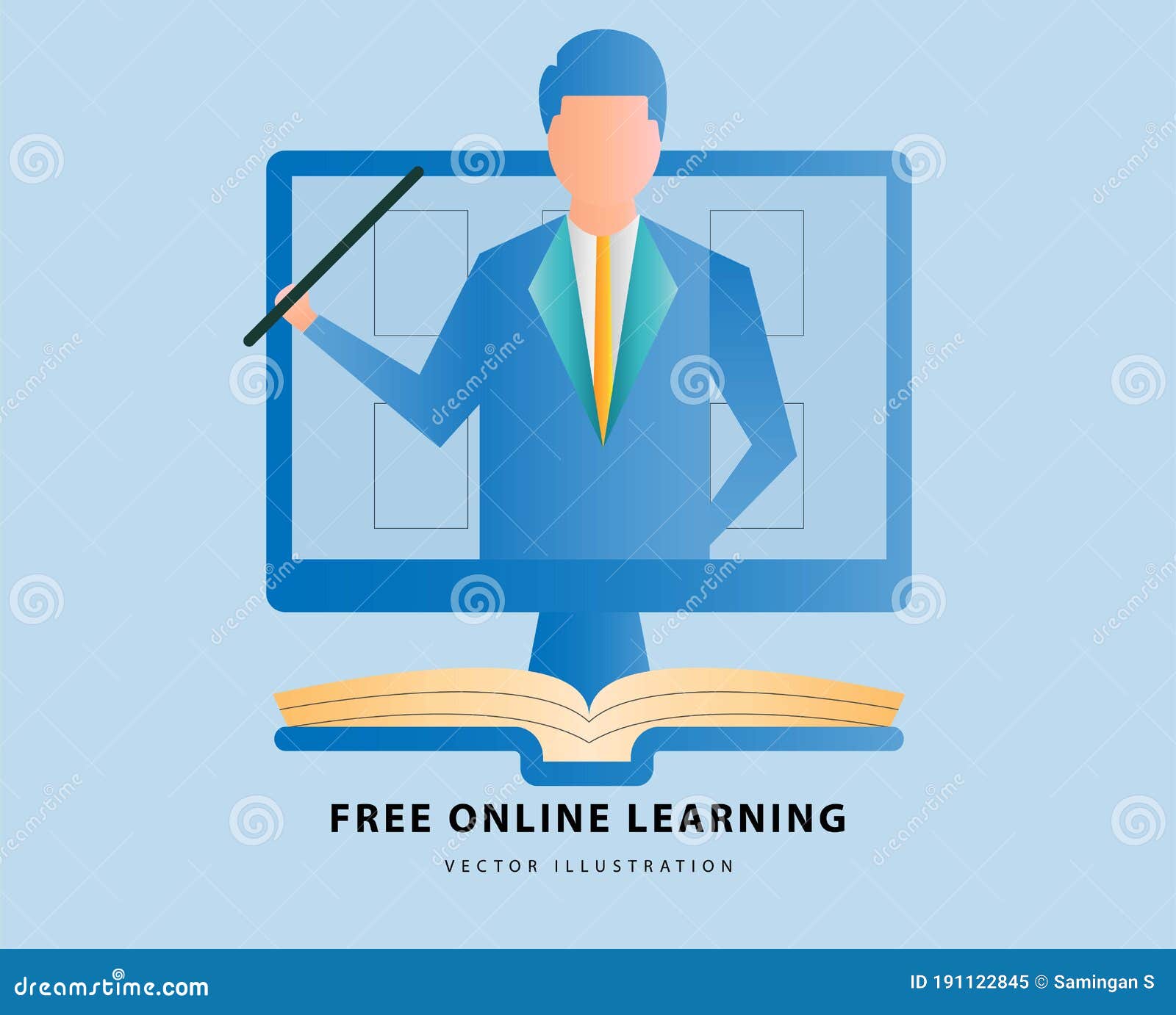 Illustration Vector of Free Online Learning Concept Stock Vector ...