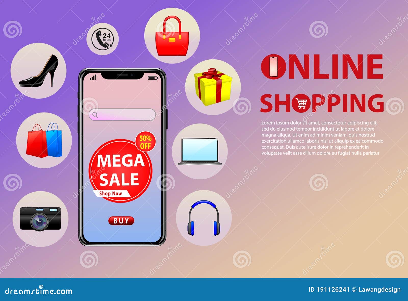 Online Shopping on Website or Mobile Application Stock Vector ...