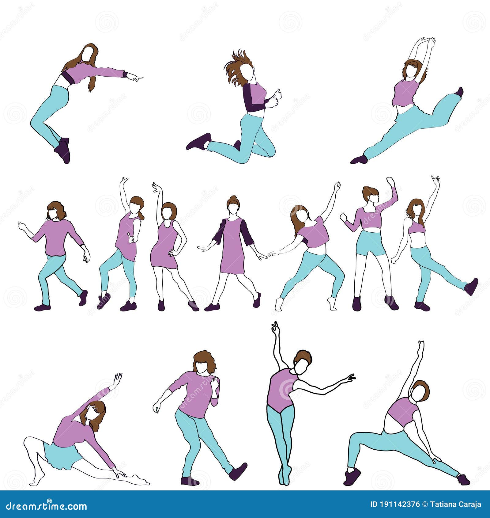 Dancing Colorful Girl Splash Paint Dance Banner Cartoon Vector ...