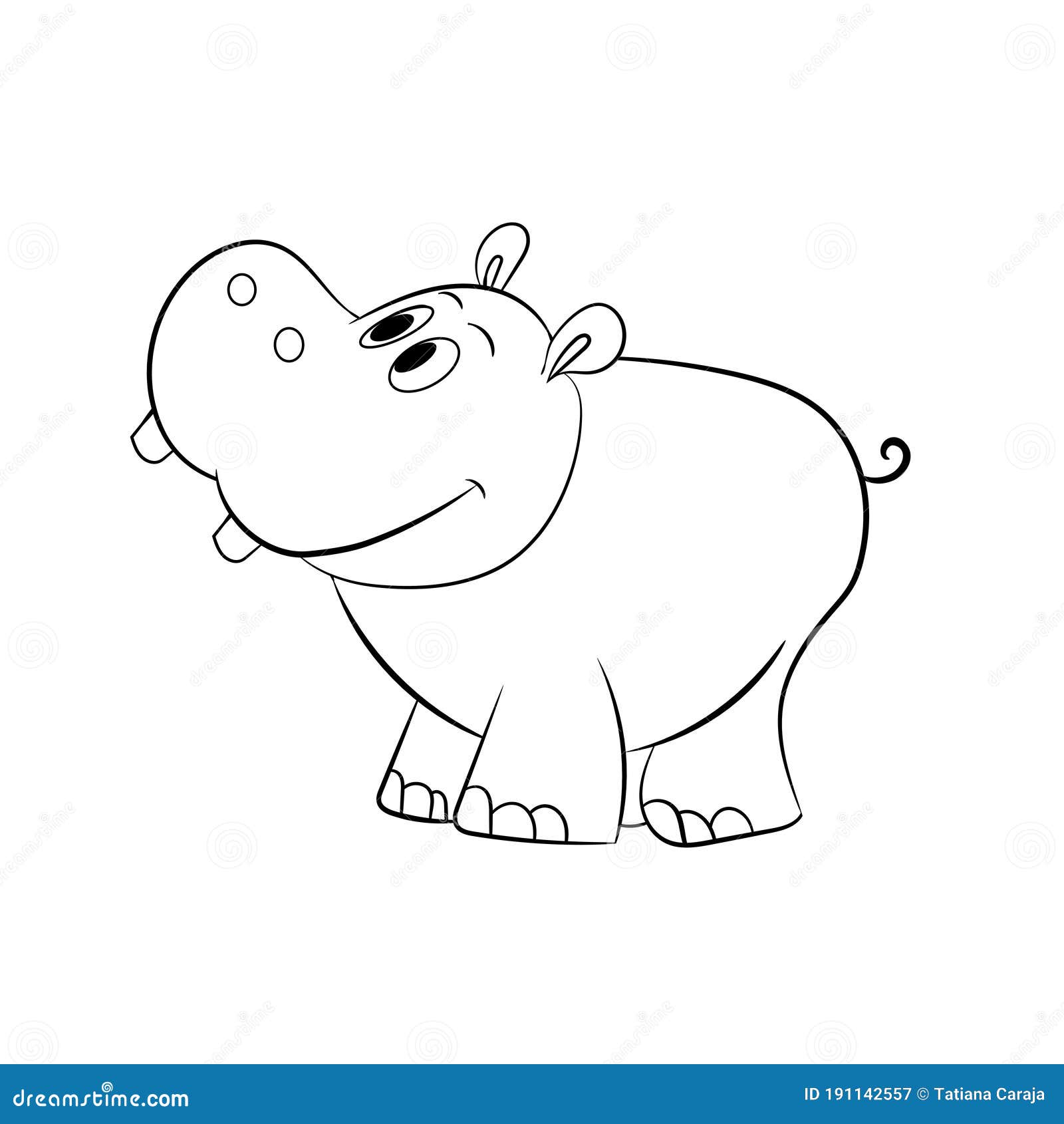 Hippo Drawing Outline