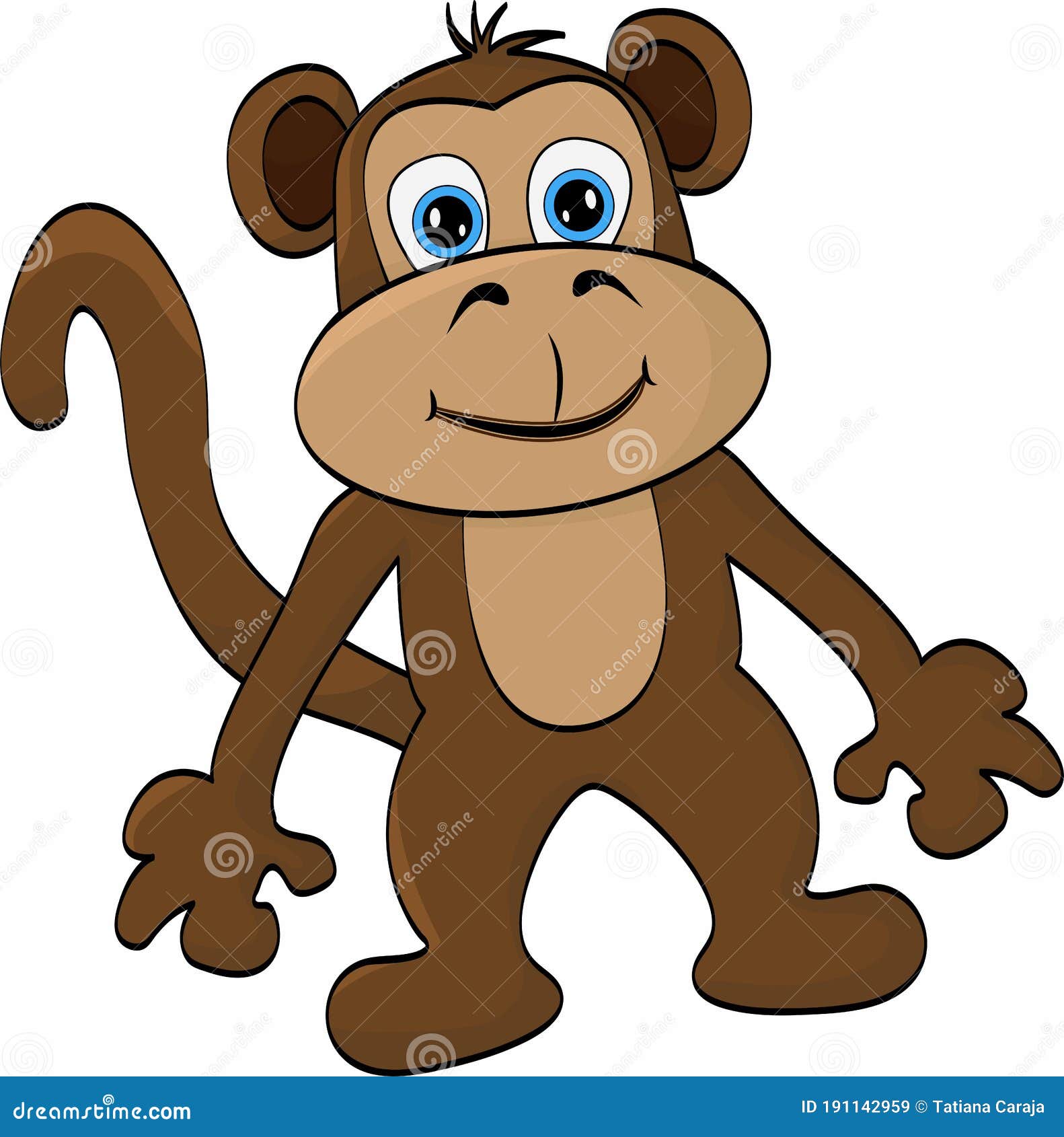 Cute Monkey Dancing Cartoon Icon. Vector Illustration Drawing of Monkey ...