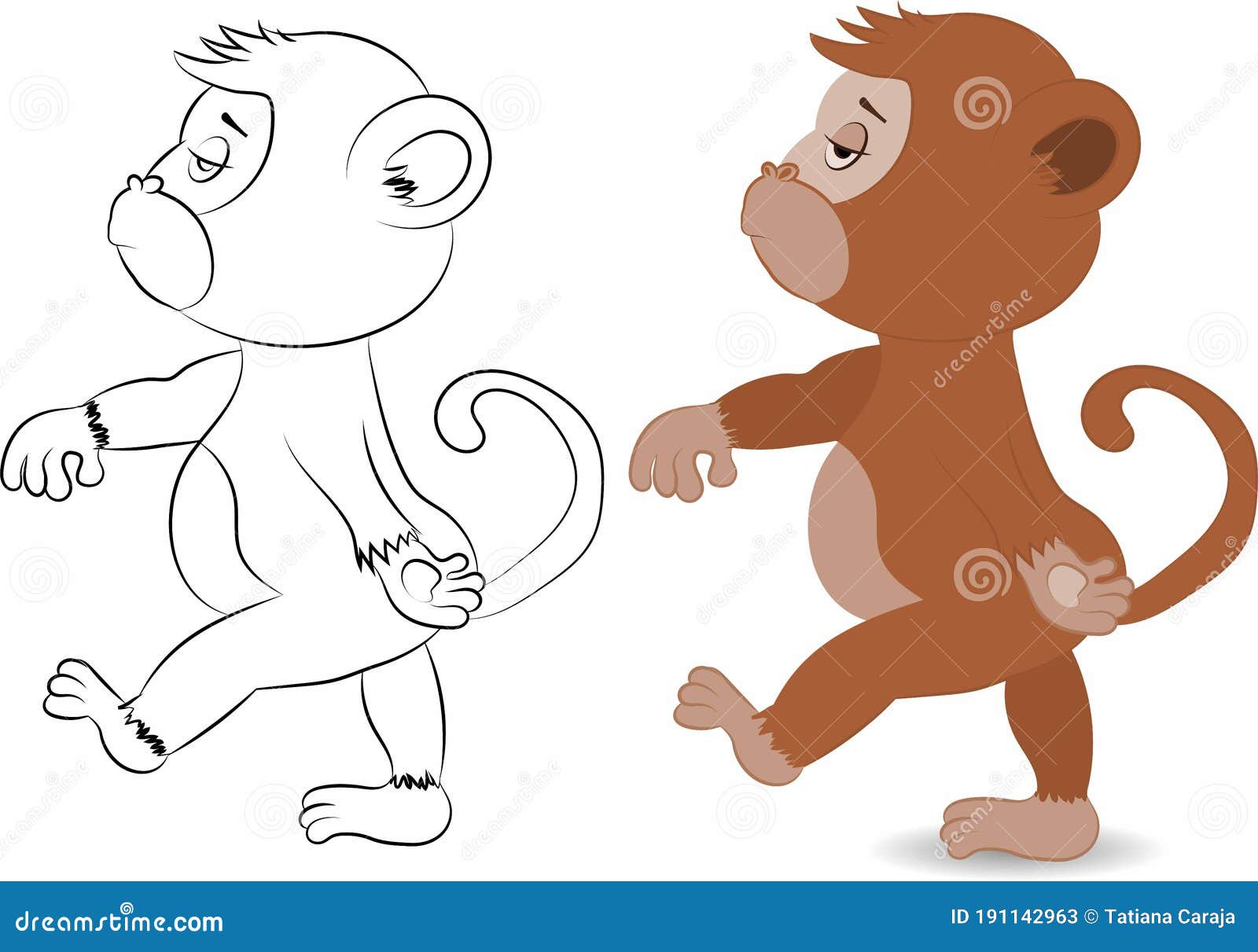 Cute Smug Monkey Chimpanzee Marching Stock Vector - Illustration of ...