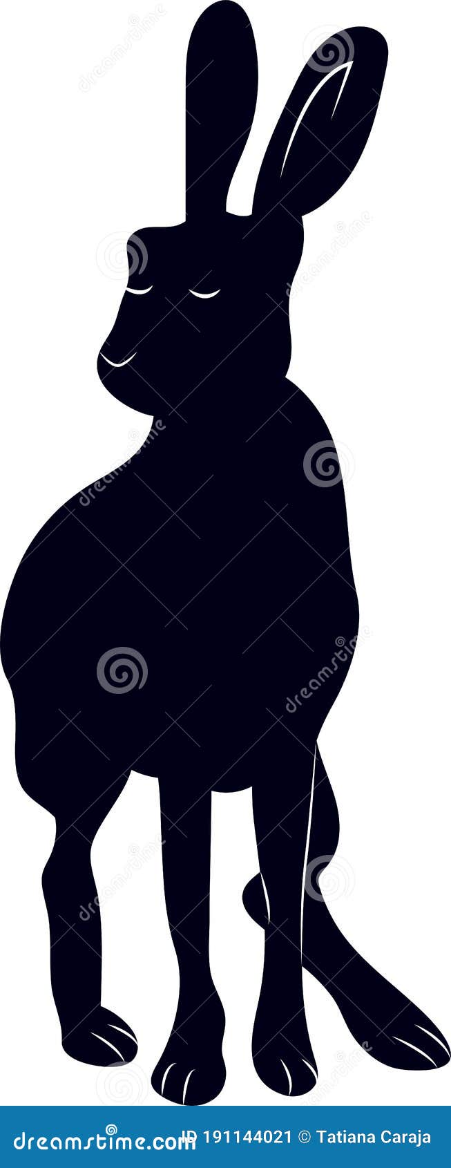 Hand-drawn Black Silhouettes of Cute Rabbits Sitting in Various Poses ...