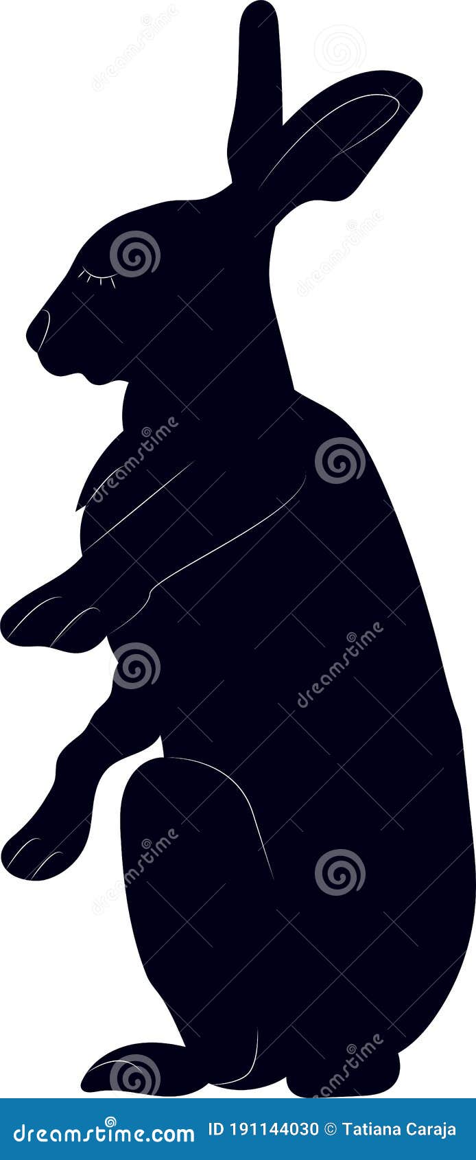 Hand-drawn Black Silhouettes of Cute Rabbits Sitting in Various Poses ...