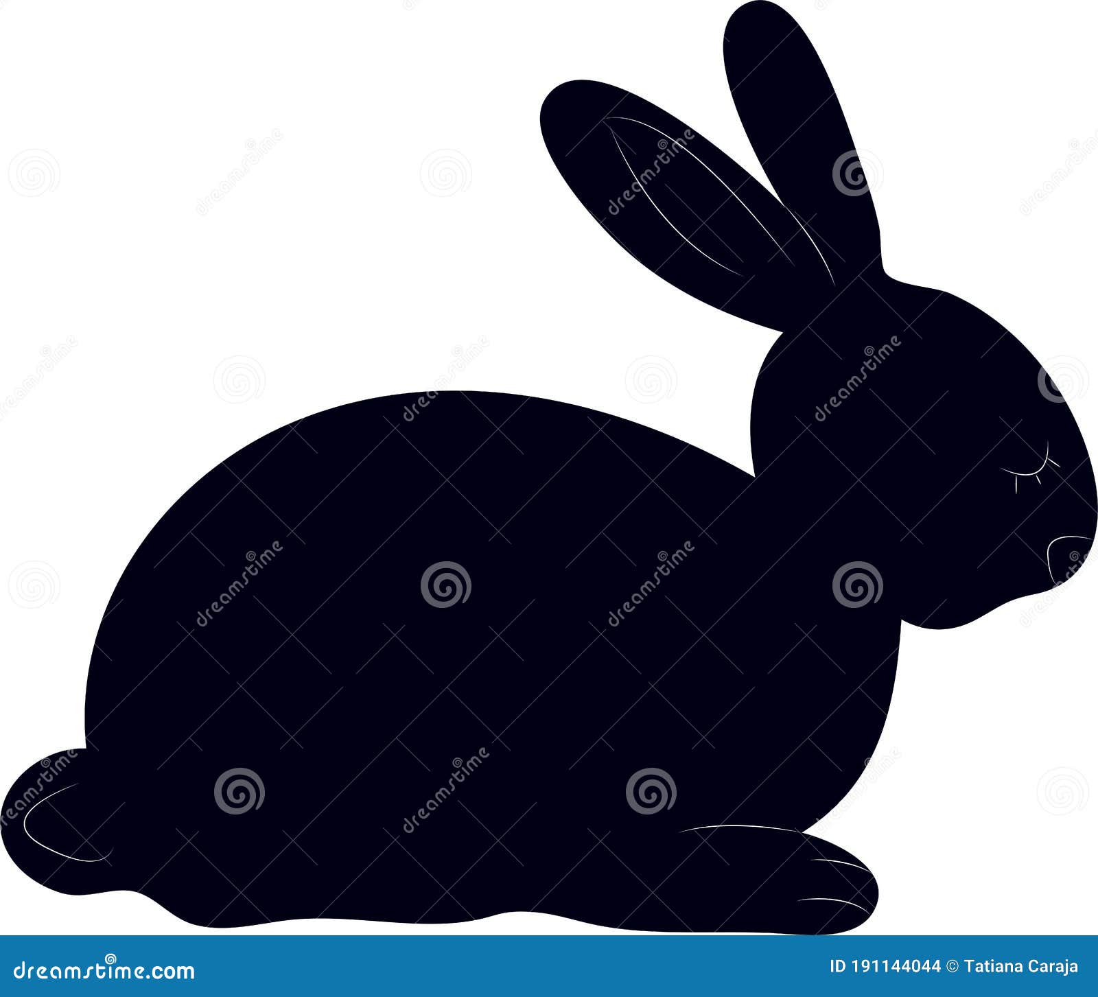 Hand-drawn Black Silhouettes of Cute Rabbits Sitting in Various Poses ...