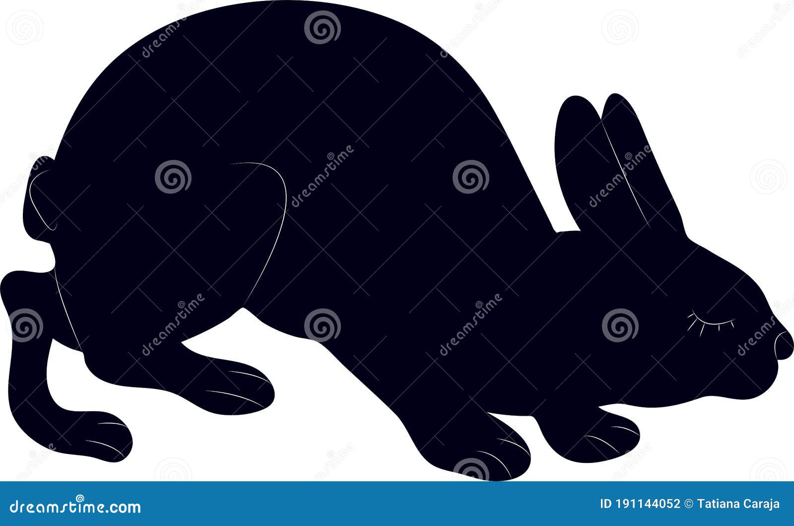 Hand-drawn Black Silhouettes of Cute Rabbits Sitting in Various Poses ...