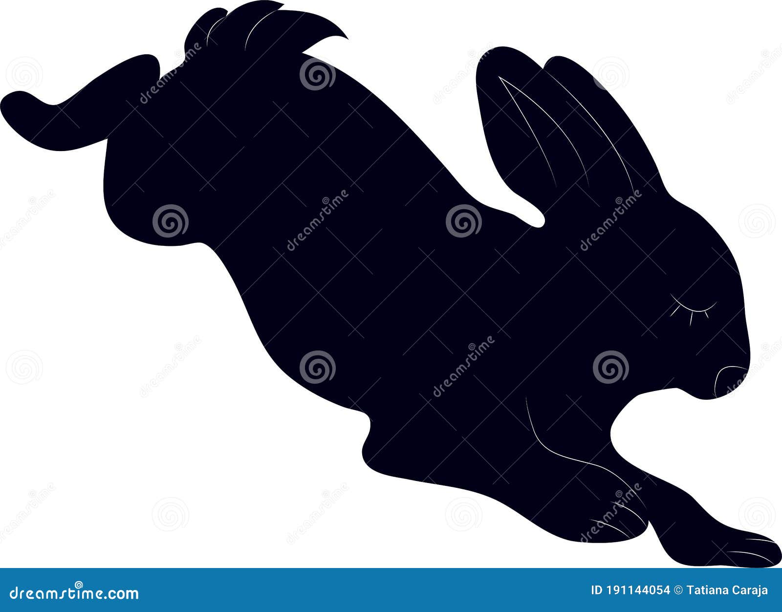 Hand-drawn Black Silhouettes of Cute Rabbits Sitting in Various Poses ...