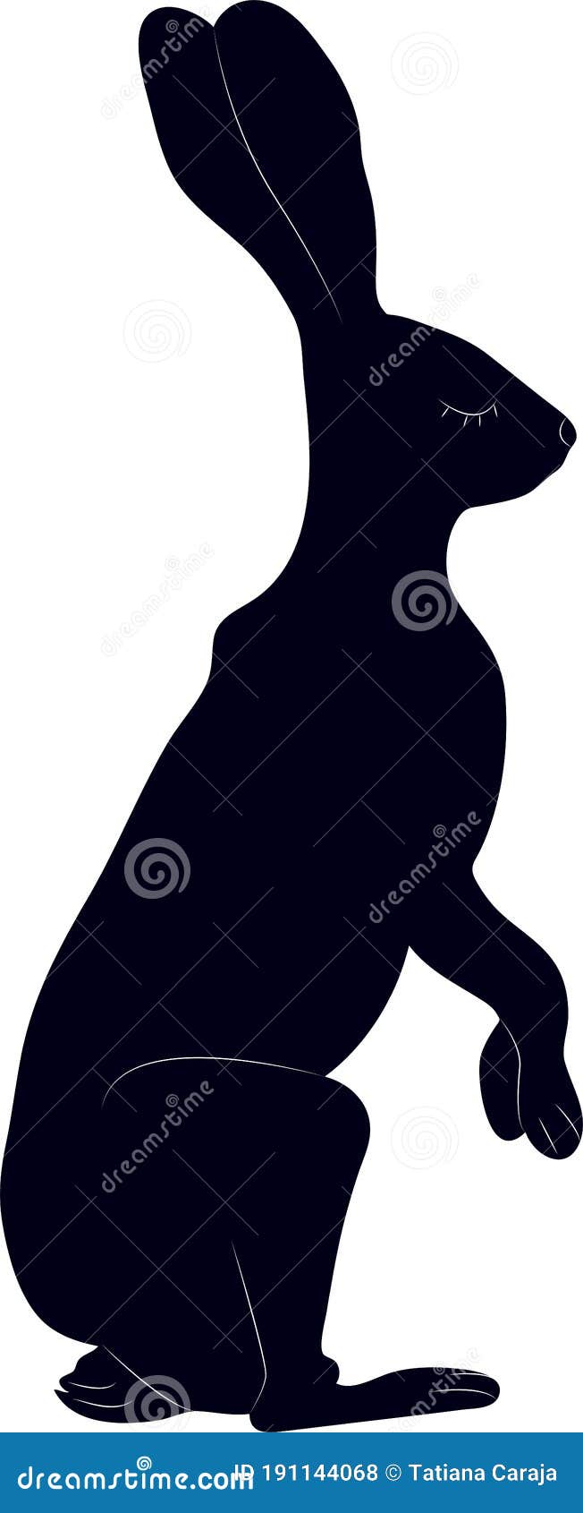 Hand-drawn Black Silhouettes of Cute Rabbits Sitting in Various Poses ...