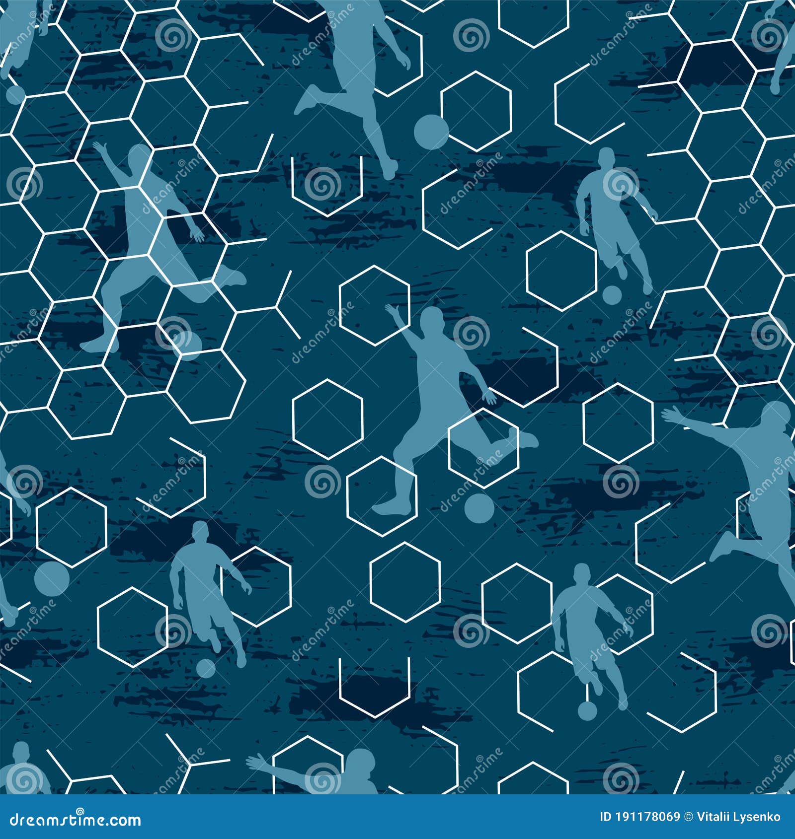 Abstract Seamless Pattern for Boys. Football Players and Geometric ...