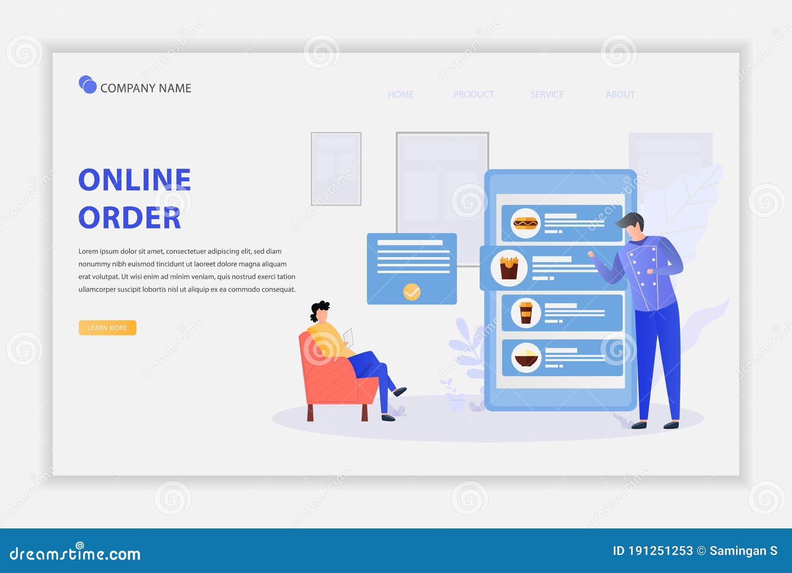 Illustration Vector of Online Ordering Landing Page Stock Vector ...