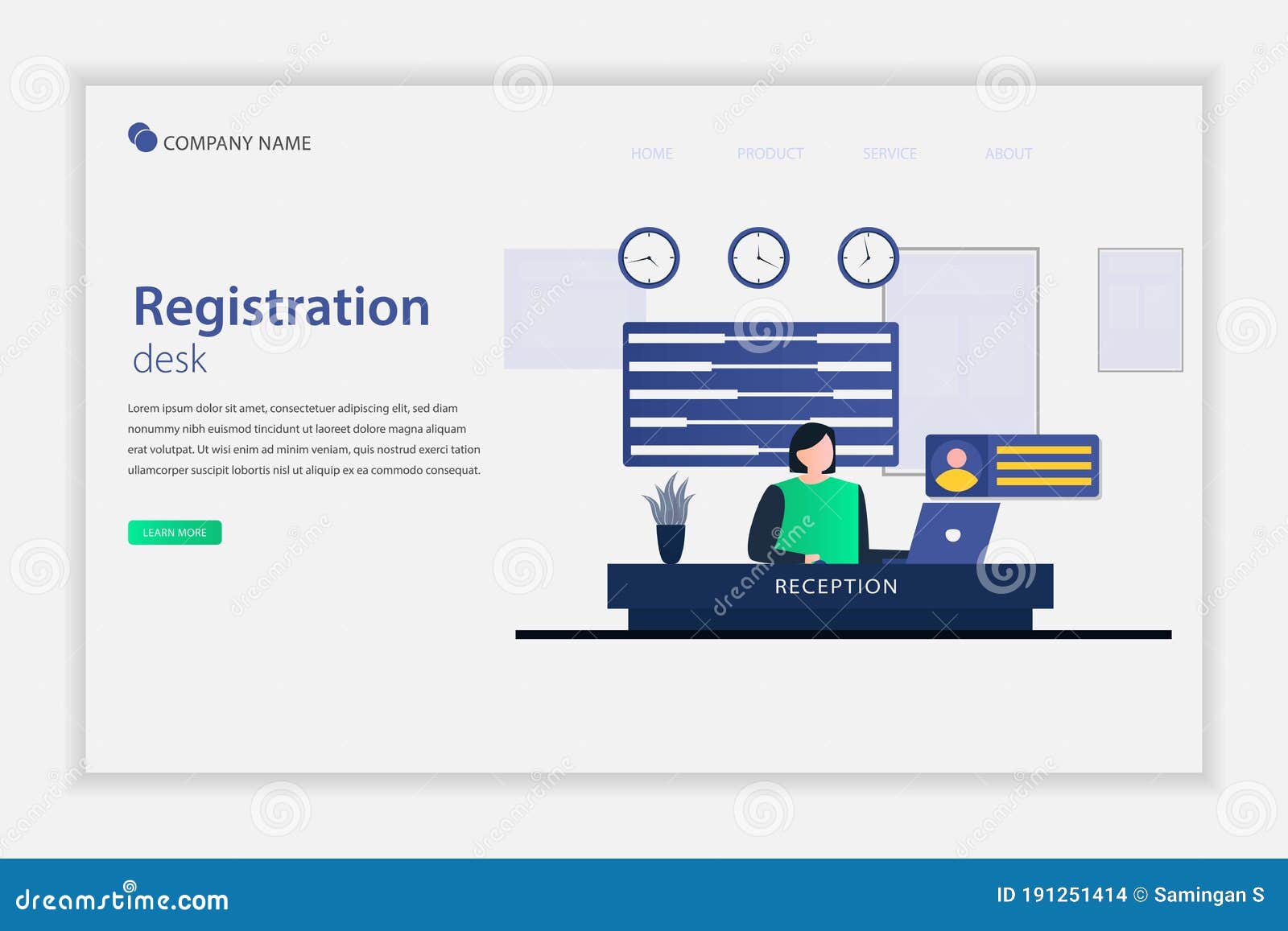 Illustration Vector of Registration Desk Online Landing Page Stock ...