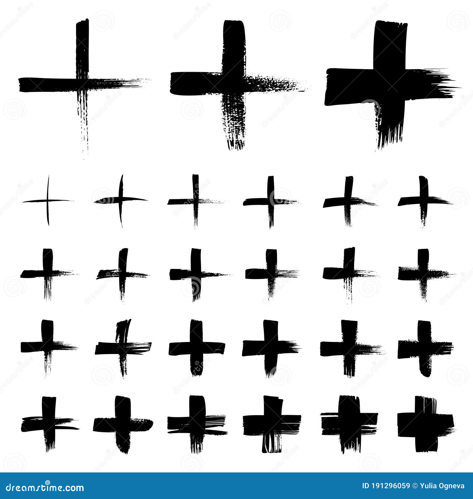 Set of Plus Symbols. Sign in Hand Drawn Style. Illustration Isolated on ...