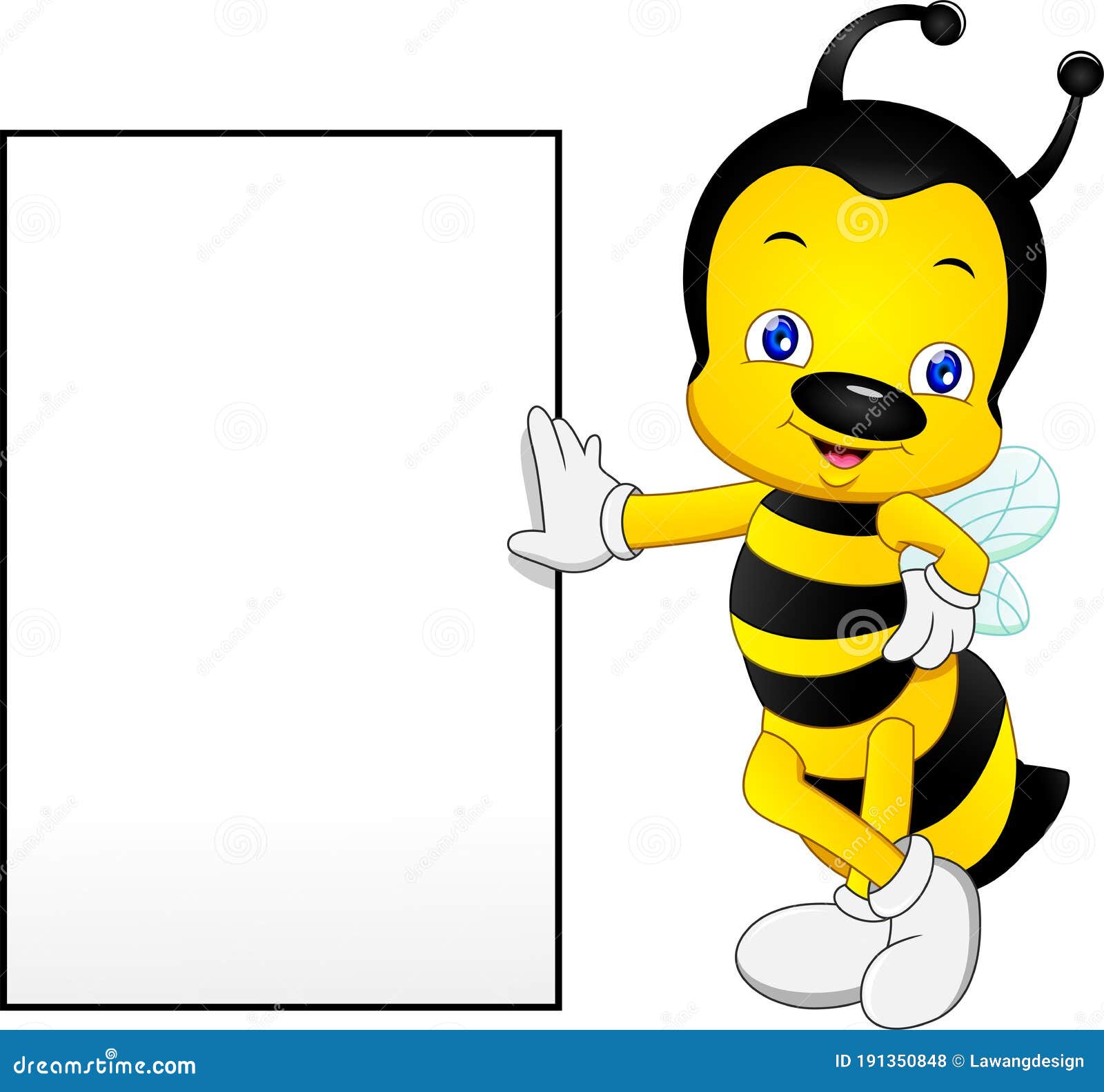 Cute Bee Cartoon with Blank Sign Stock Vector - Illustration of bumble ...