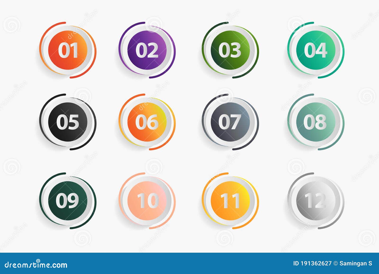 Vector Graphic of Set of Buttons with Numbers Stock Vector ...