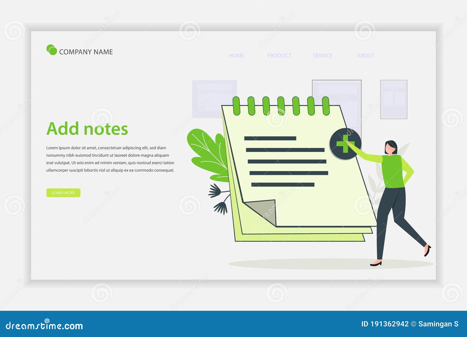 Illustration Vector Add Notes Concept Landing Page Stock Vector ...