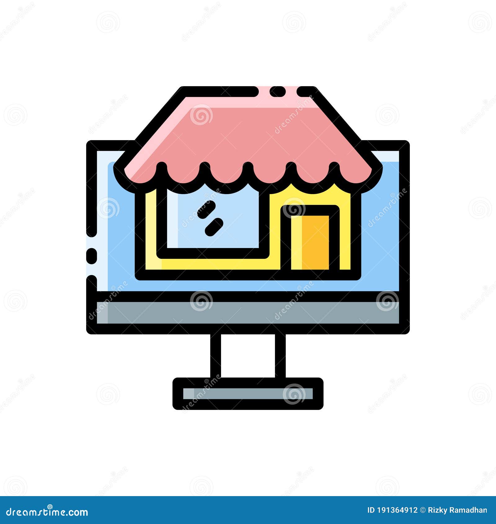 Filled Line Style Icon of Internet Store Stock Vector - Illustration of ...