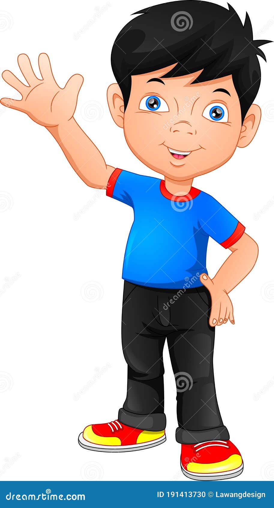 Cute boy waving stock vector. Illustration of collection - 191413730