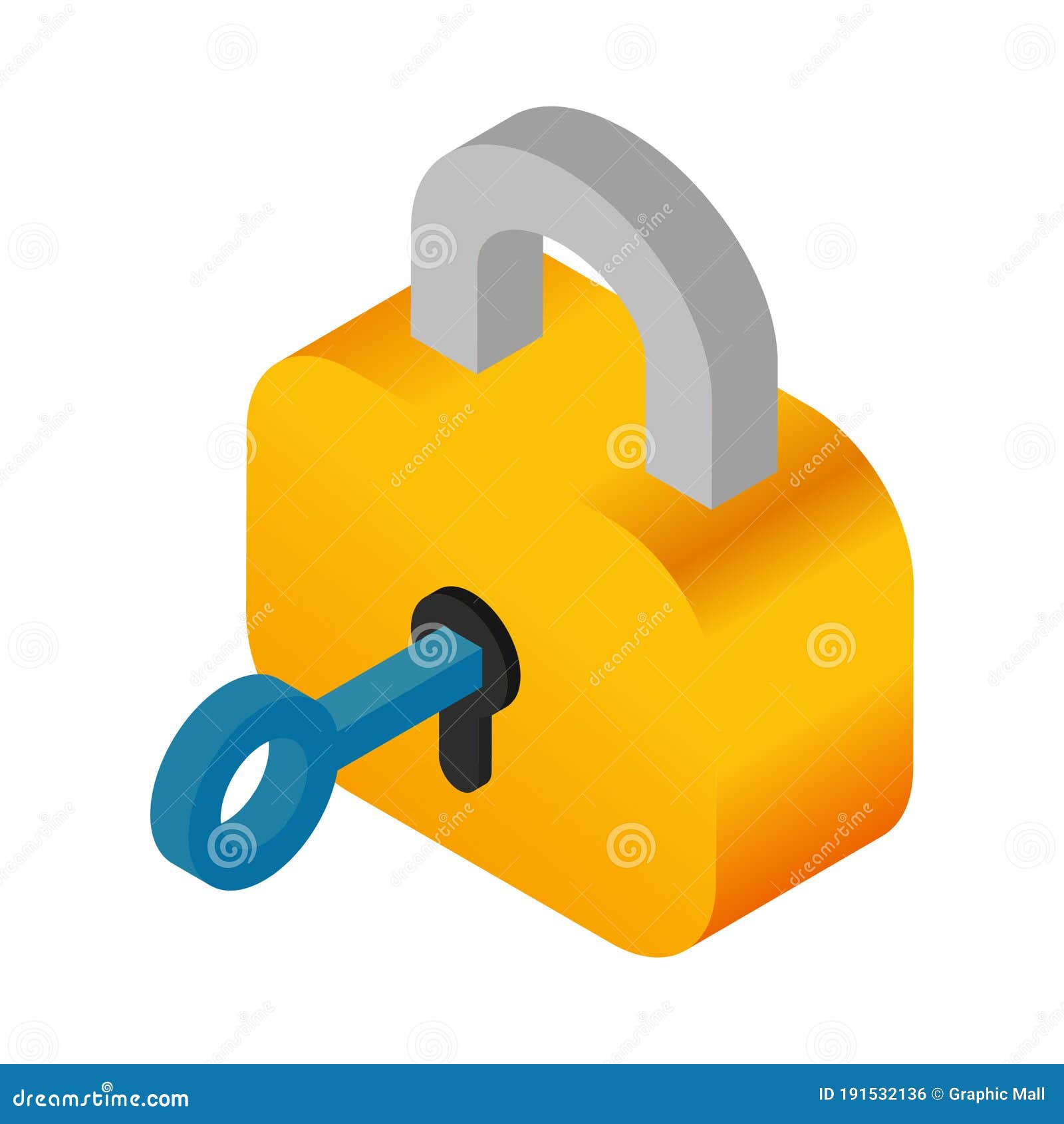 Lock - Isometric 3D Illustration. Stock Vector - Illustration of locked ...